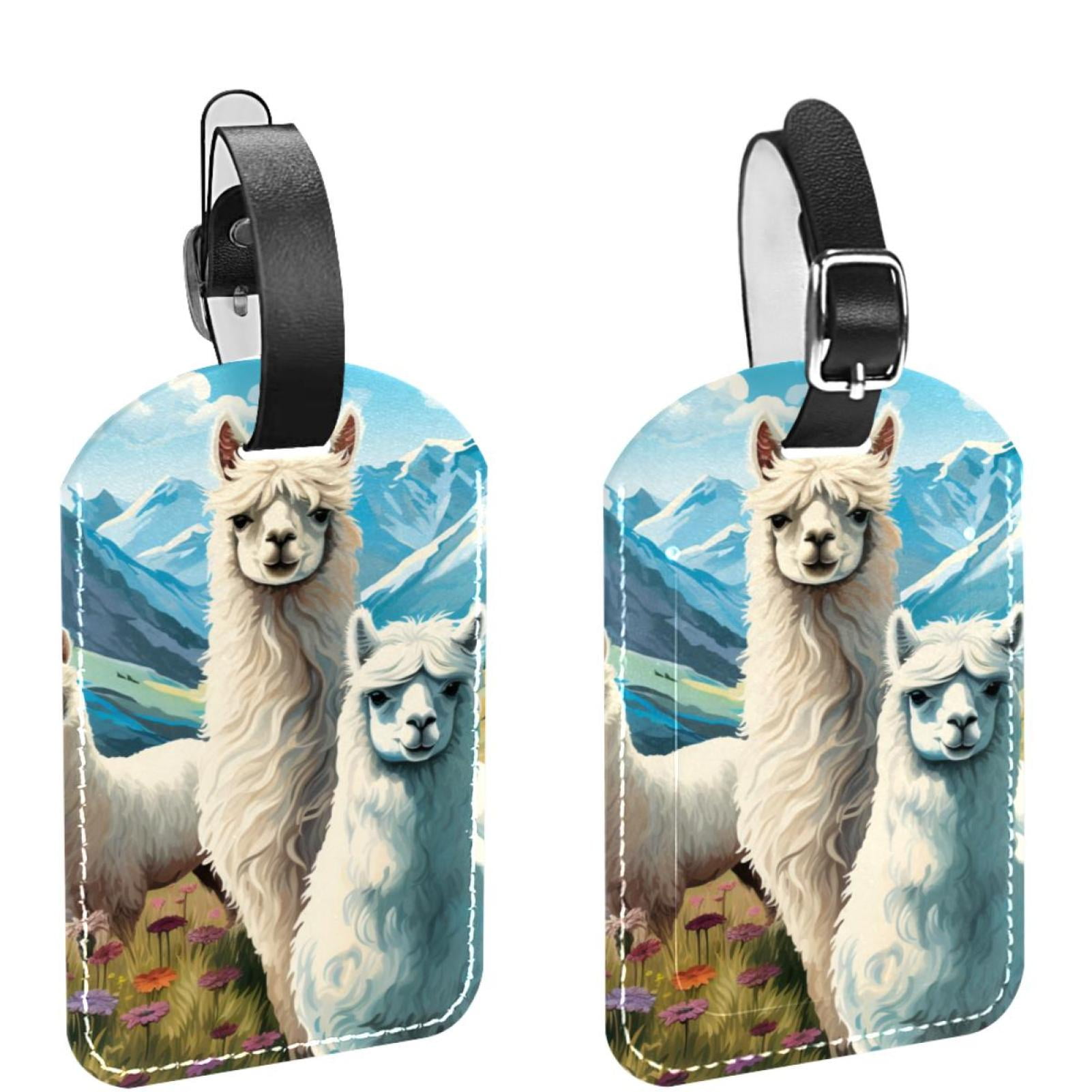 Square 2Pack PU Leather Alpaca Cruise Luggage Tag with Privacy Cover ...