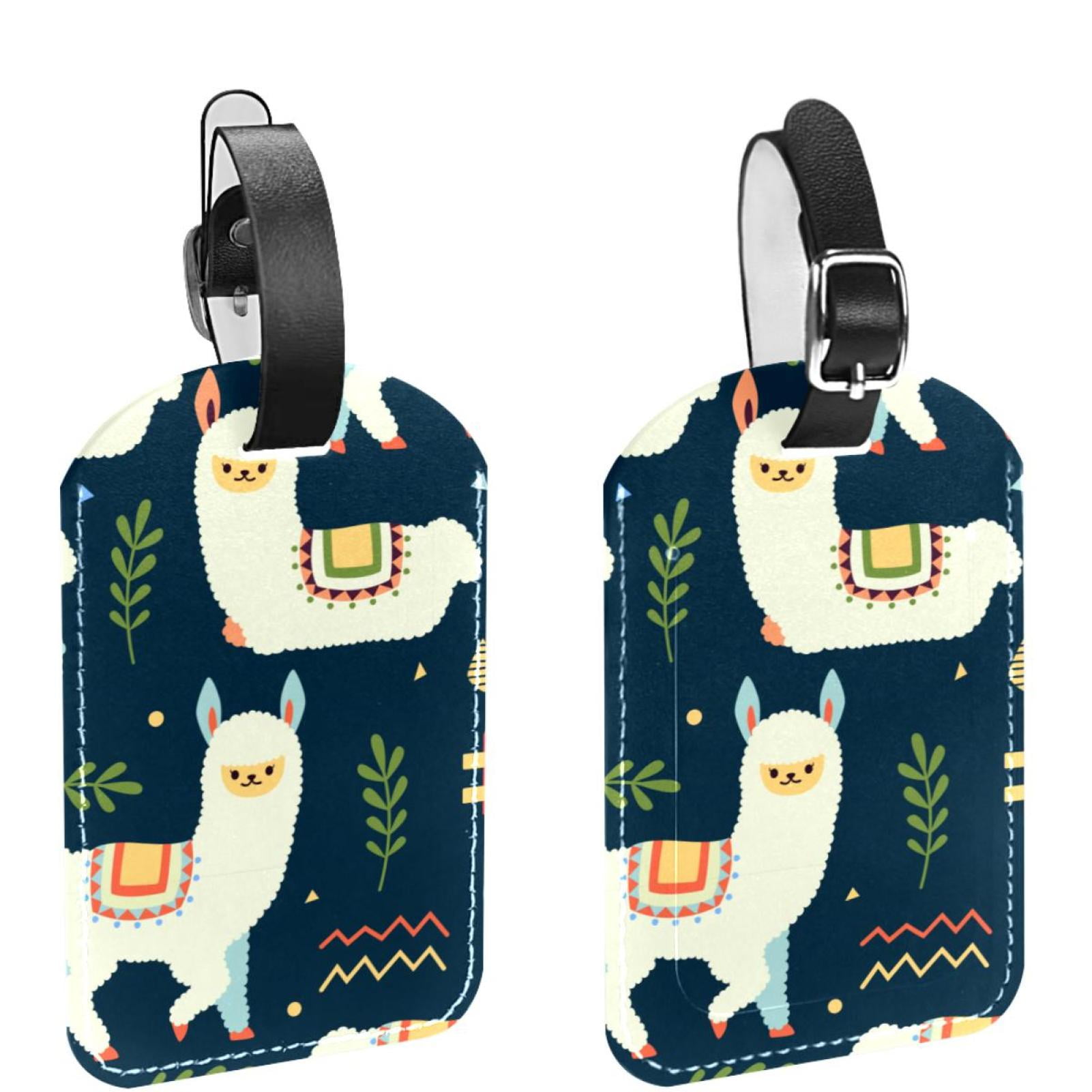 Square 2Pack PU Leather Alpaca Cruise Luggage Tag with Privacy Cover ...