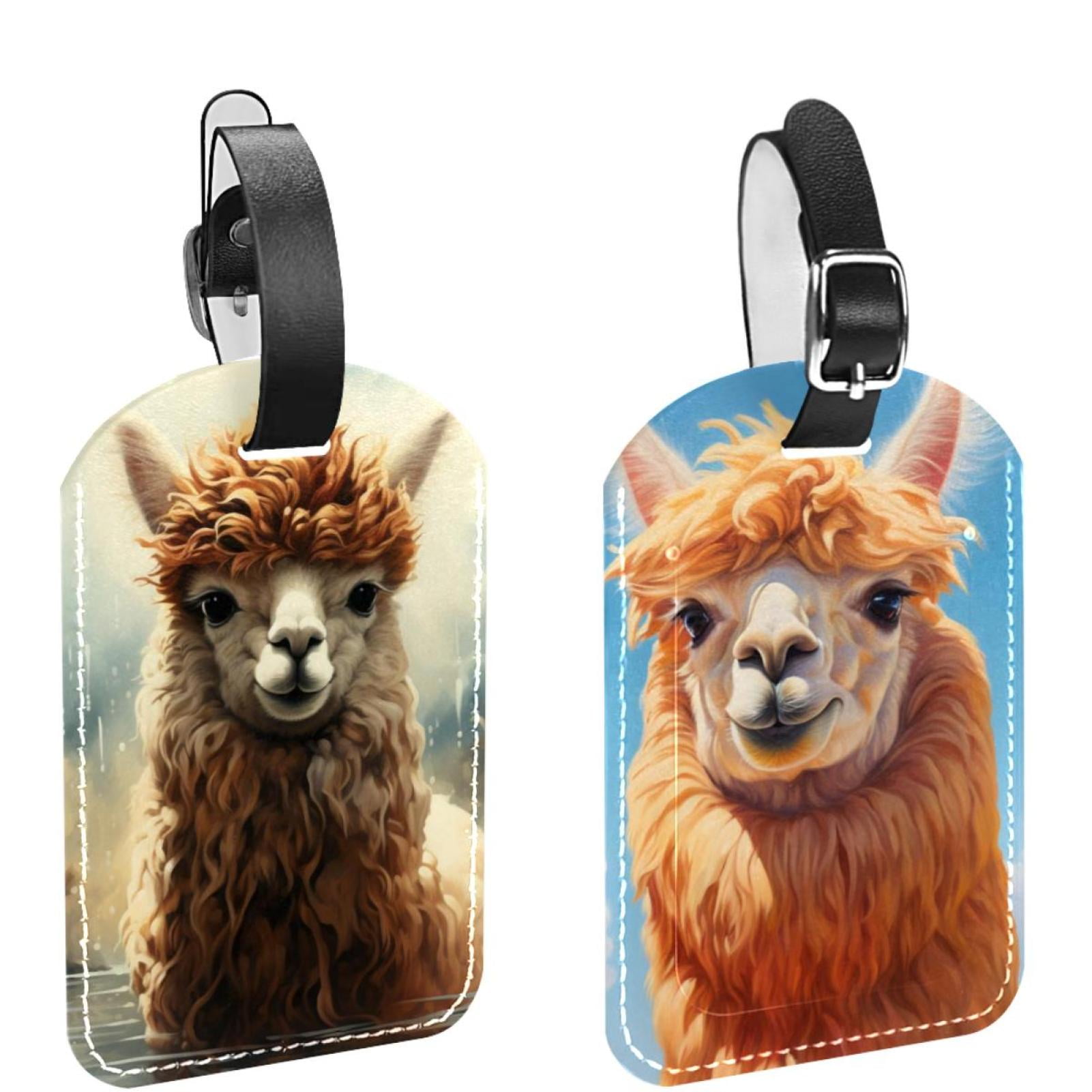 Square 2Pack PU Leather Alpaca Cruise Luggage Tag with Privacy Cover ...