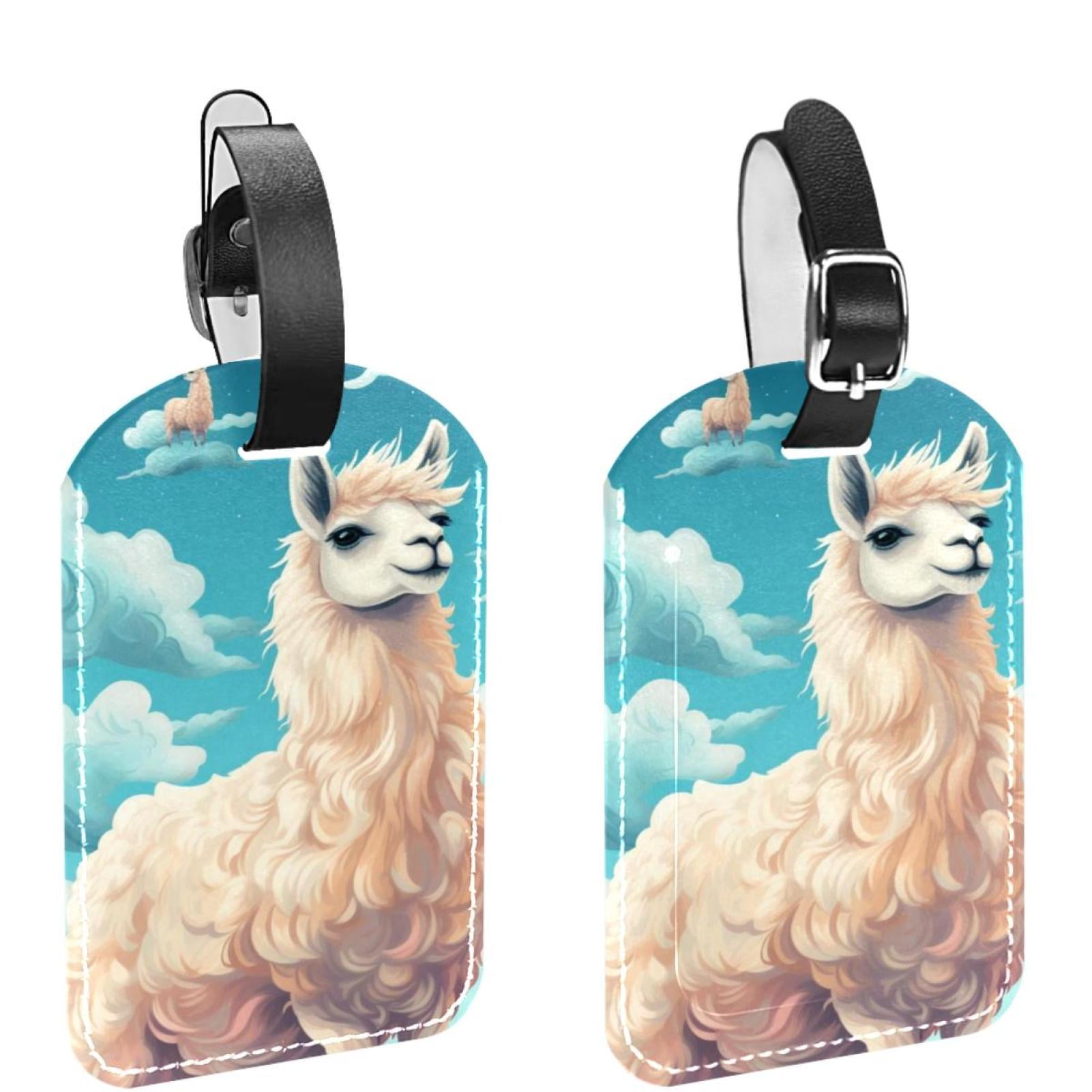 Square 2Pack PU Leather Alpaca Cruise Luggage Tag with Privacy Cover ...