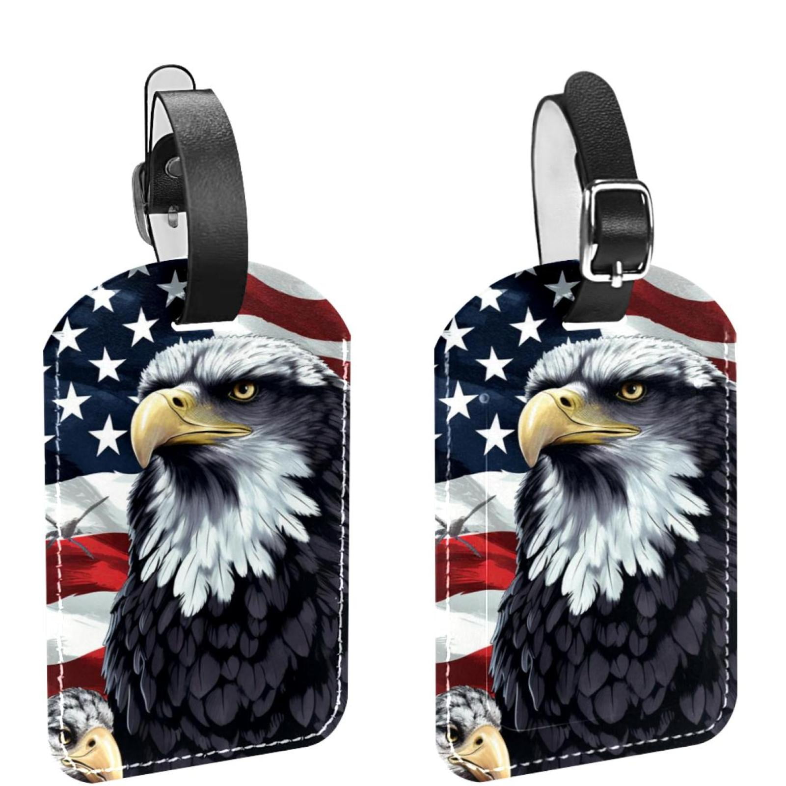 Square 2Pack PU Leather American Flag and Animals Cruise Luggage Tag ...