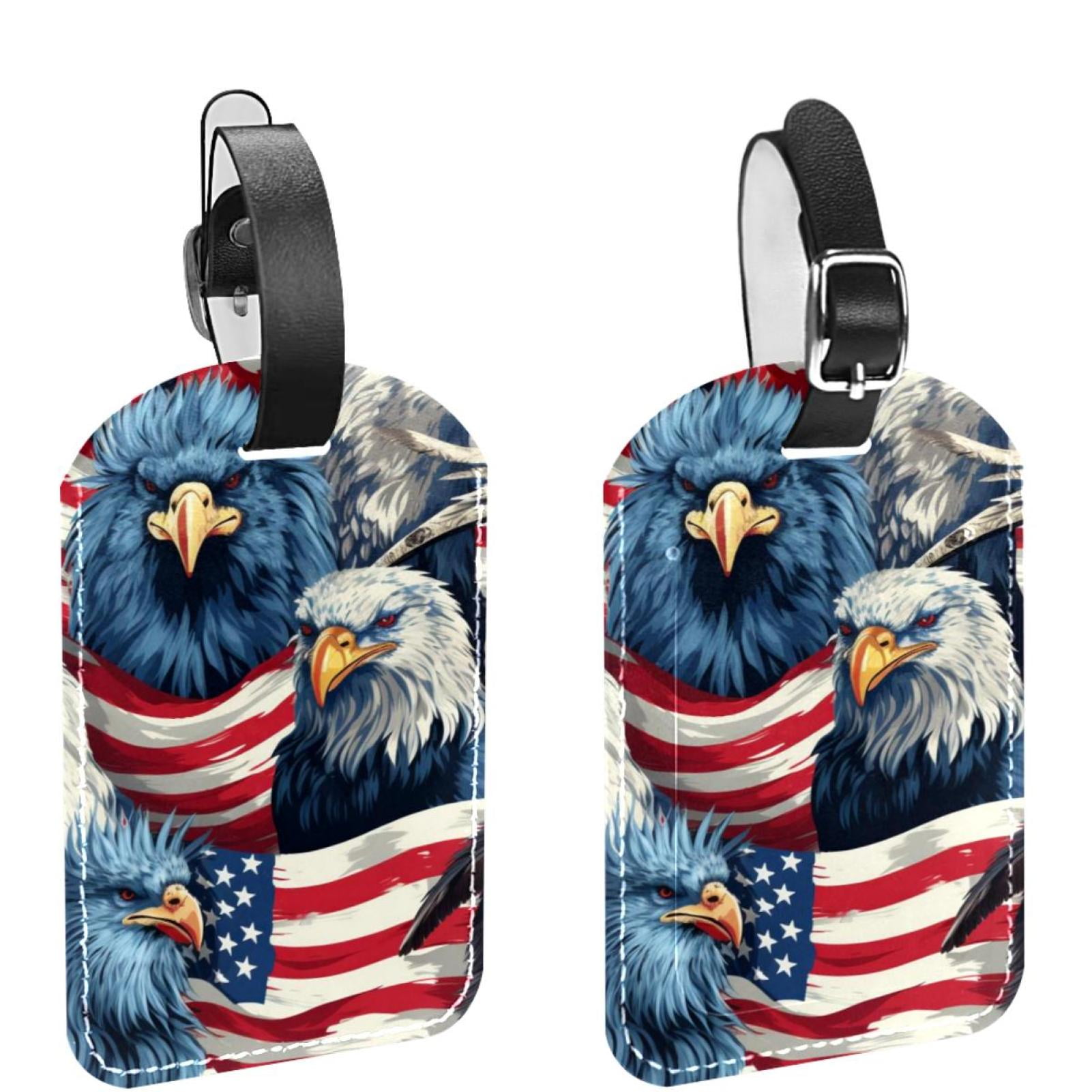 Square 2Pack PU Leather American Flag and Animals Cruise Luggage Tag ...