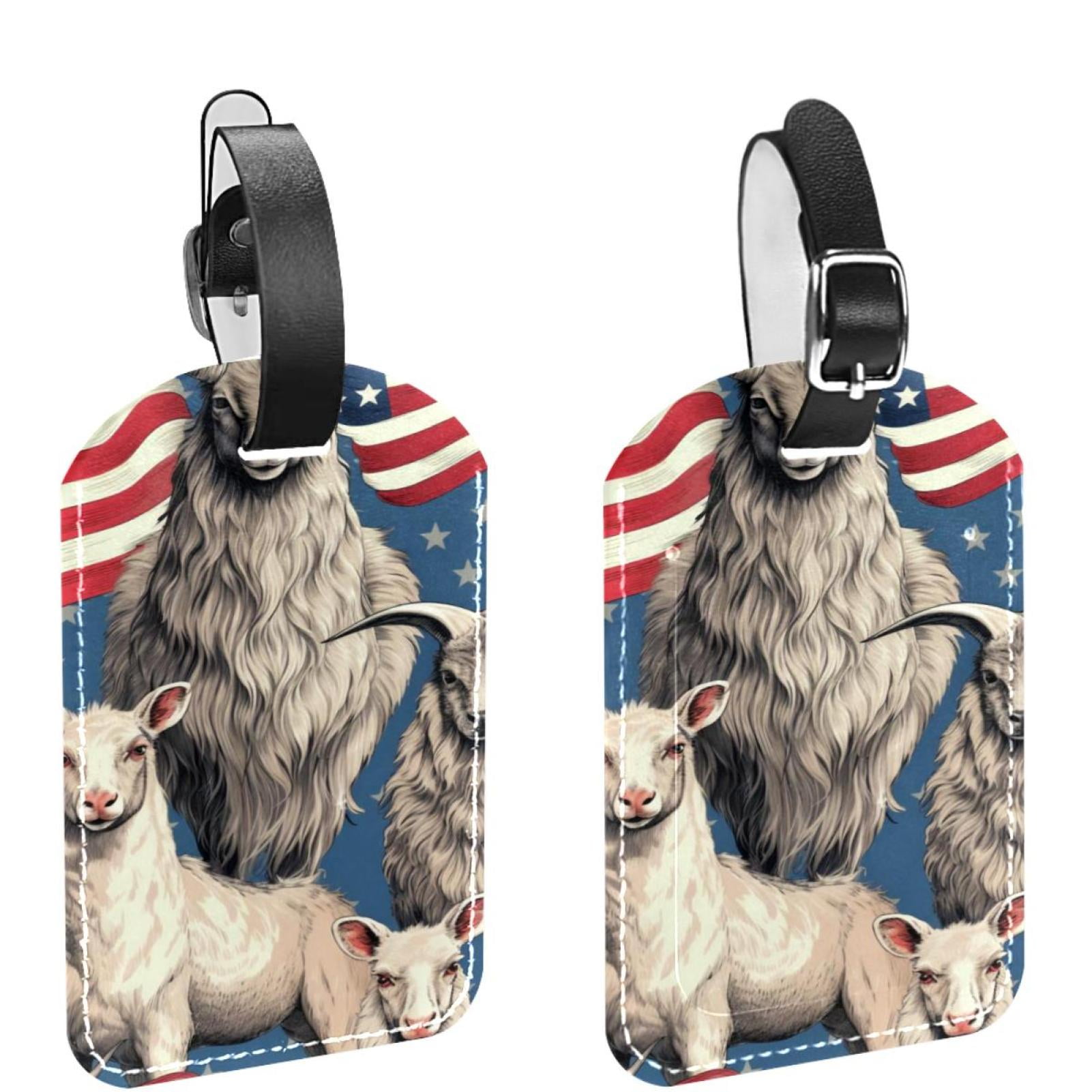 Square 2Pack PU Leather American Flag and Animals Cruise Luggage Tag ...