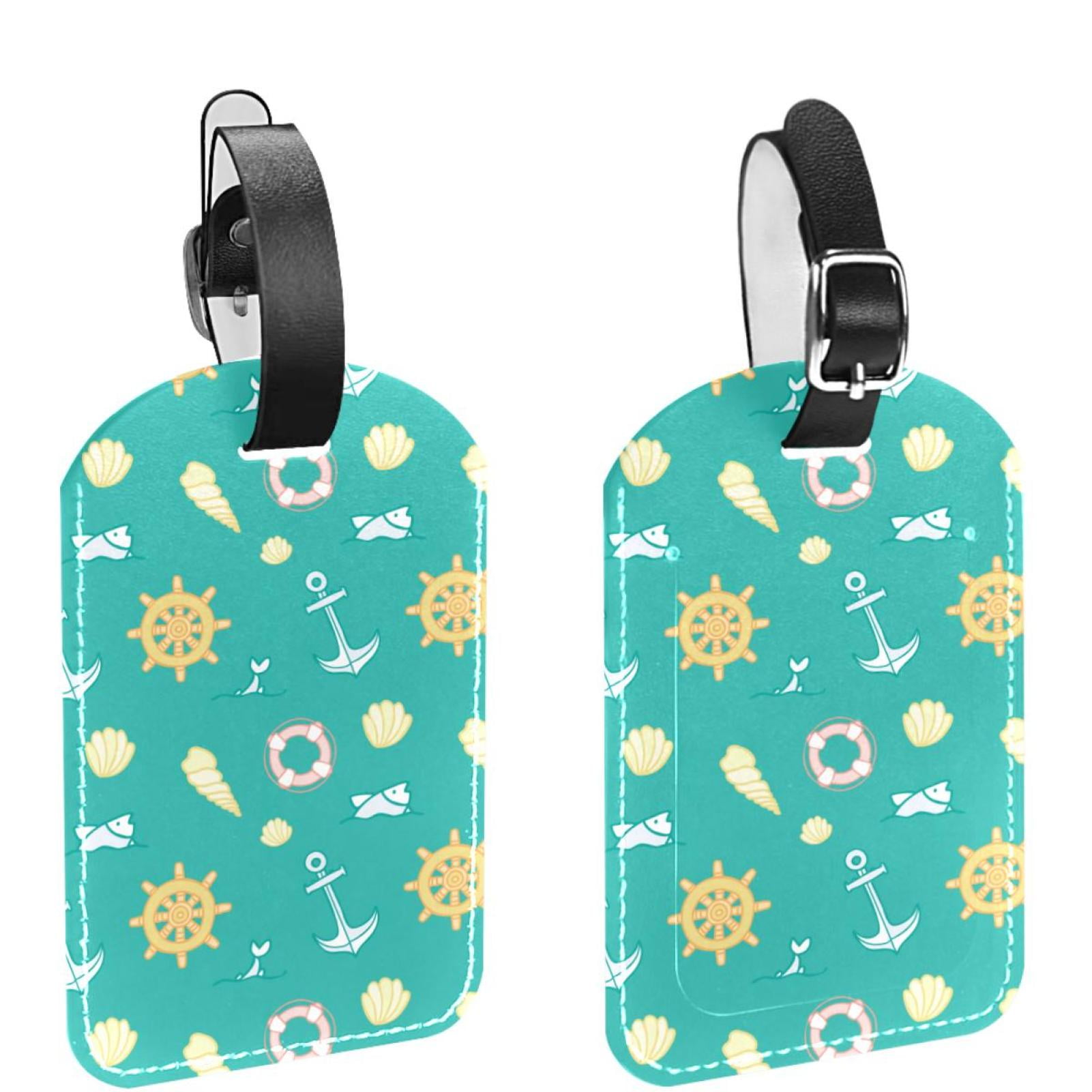 Square 2Pack PU Leather Anchor Cruise Luggage Tag with Privacy Cover ...