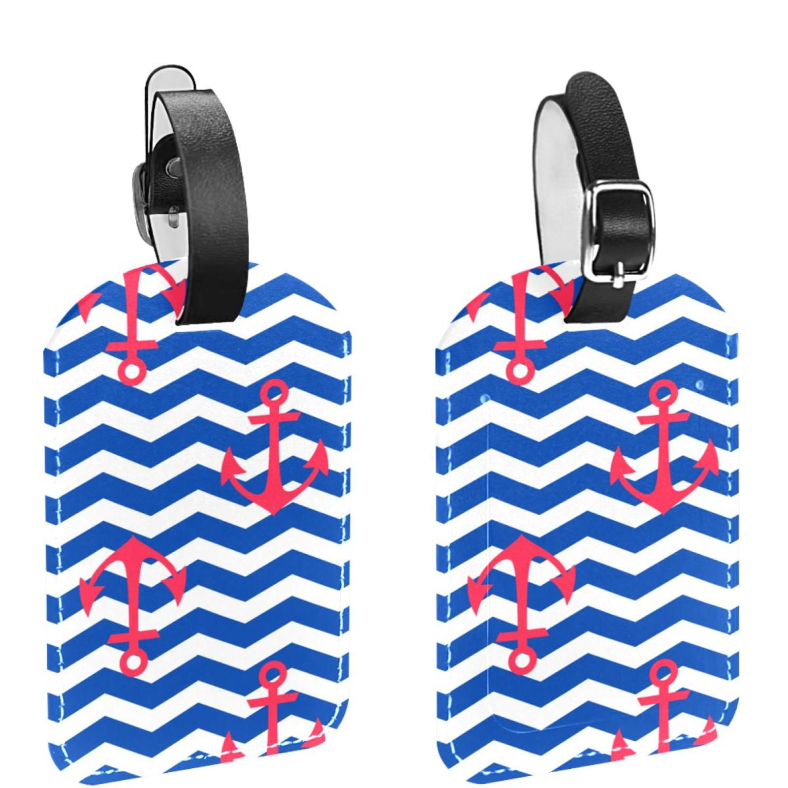 Square 2Pack PU Leather Anchor Cruise Luggage Tag with Privacy Cover ...