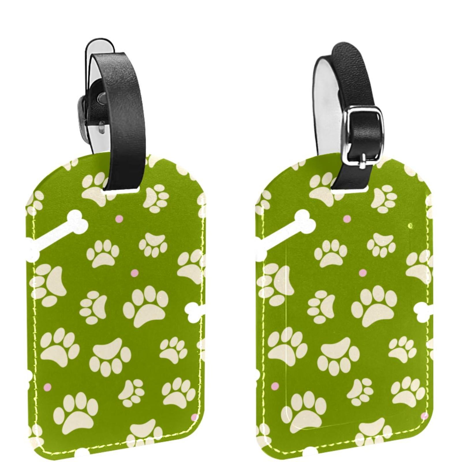 Square 2Pack PU Leather Animal Footprints and Bone Cruise Luggage Tag ...