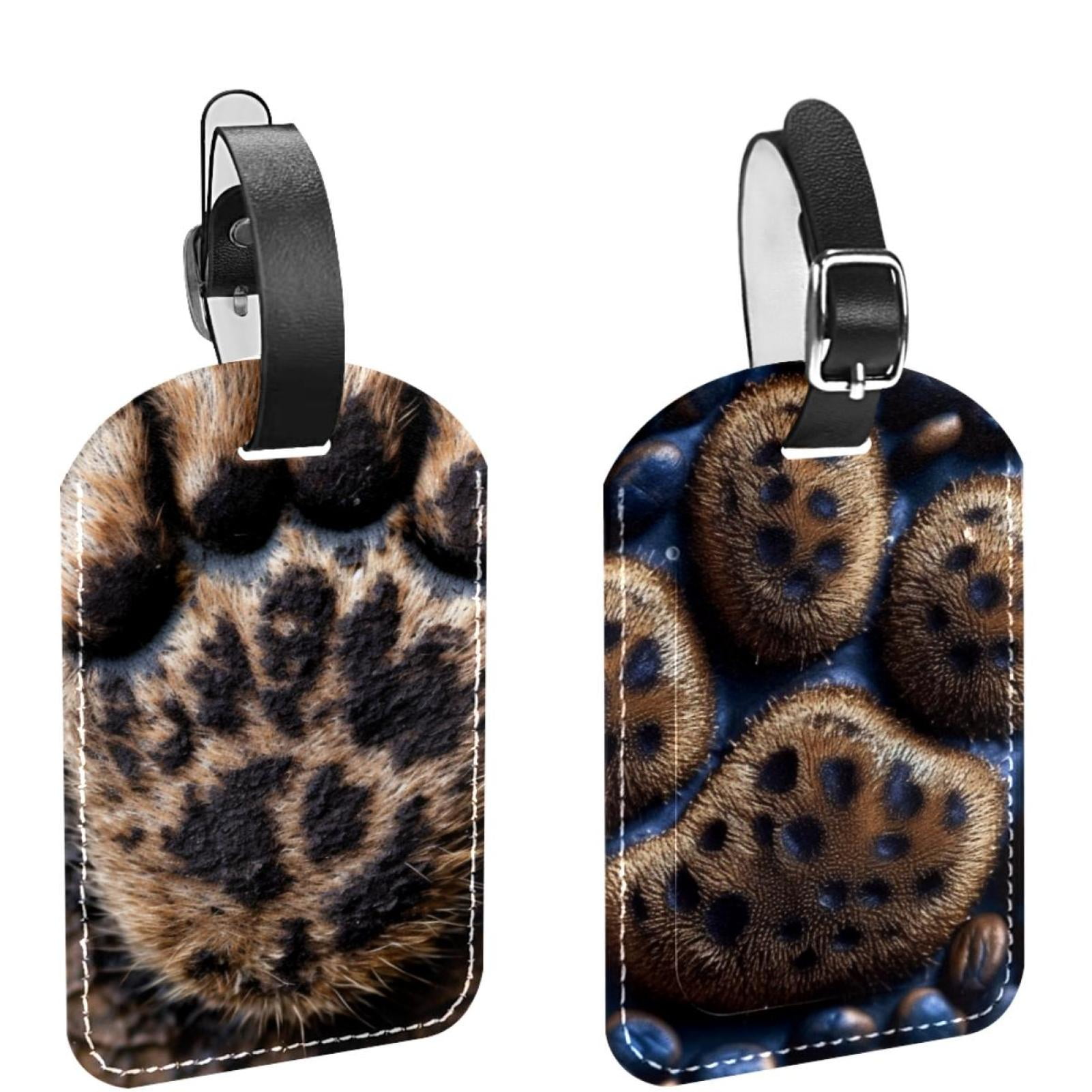 Square 2Pack PU Leather Animal Paw Prints Cruise Luggage Tag with ...