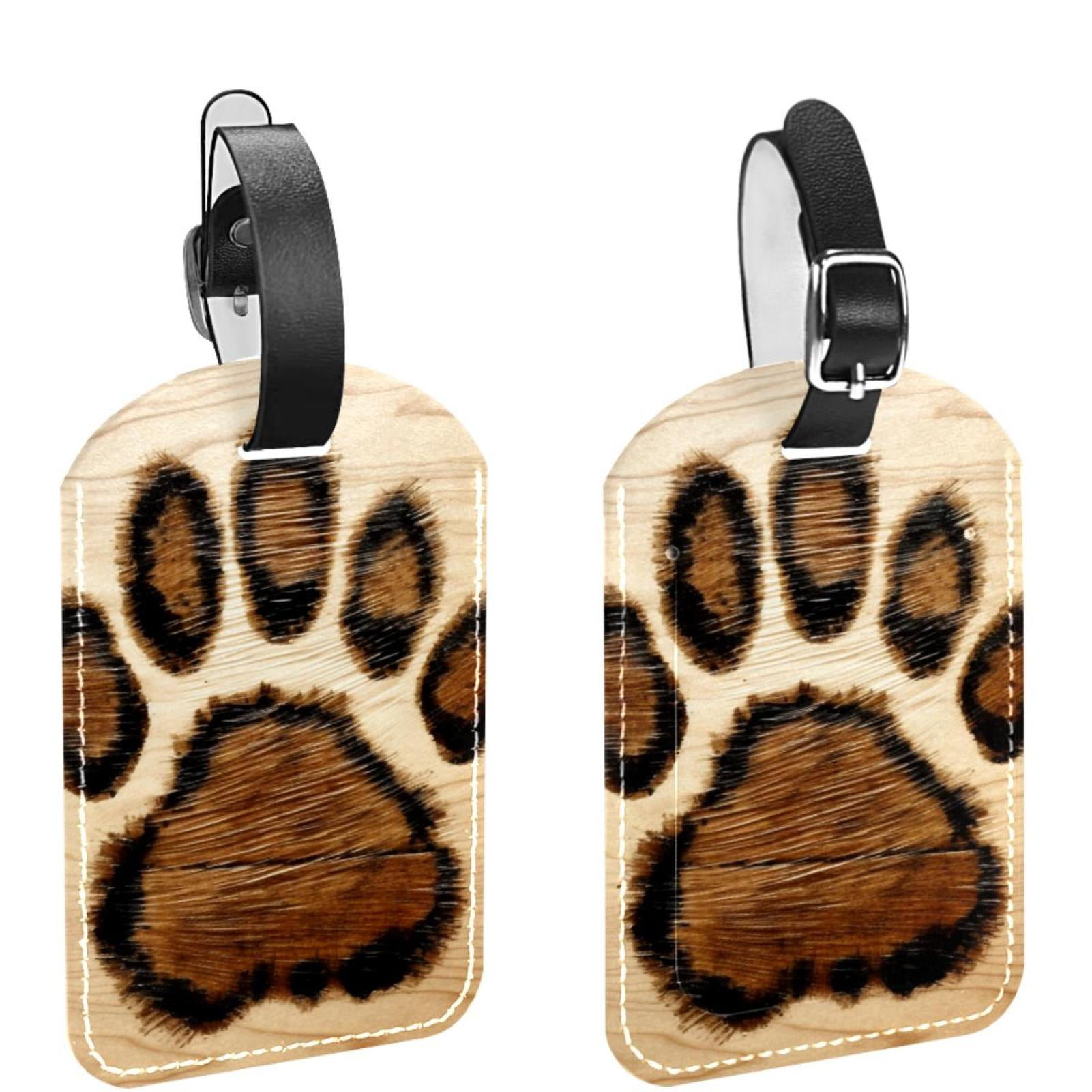 Square 2Pack PU Leather Animal Paw Prints Cruise Luggage Tag with ...
