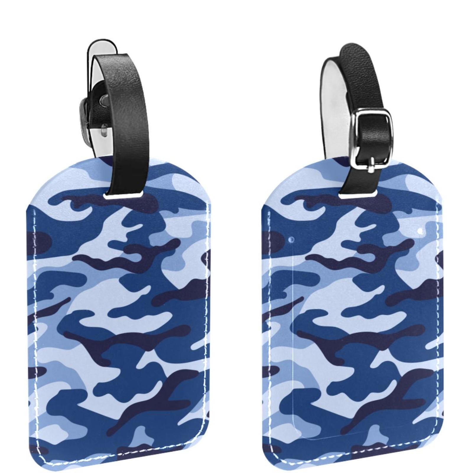 Square 2Pack PU Leather Army Blue Camouflage Cruise Luggage Tag with ...