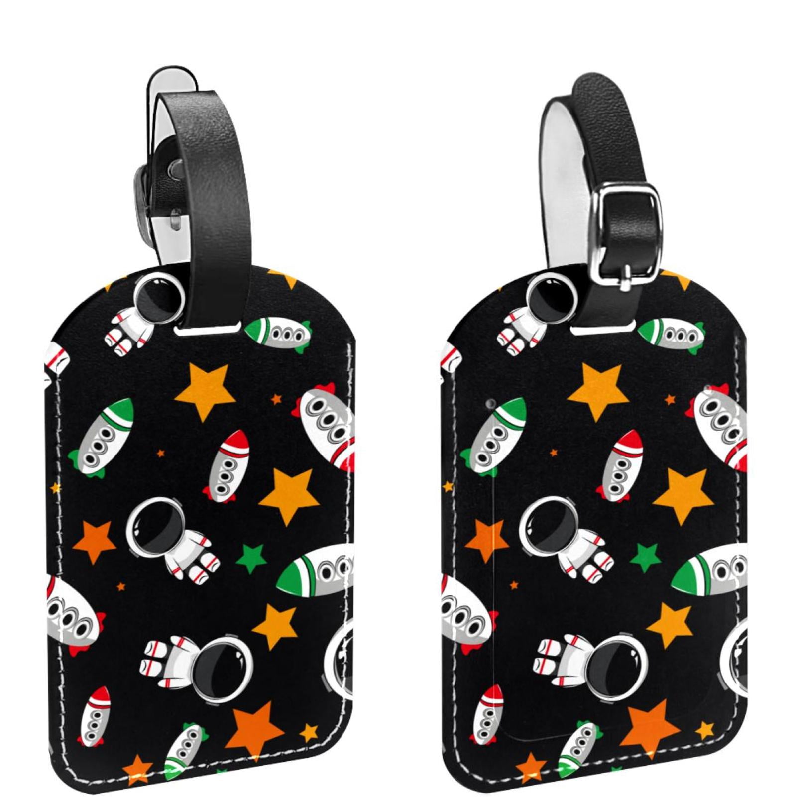 Square 2Pack PU Leather Astronaut Rocket Star Cruise Luggage Tag with ...