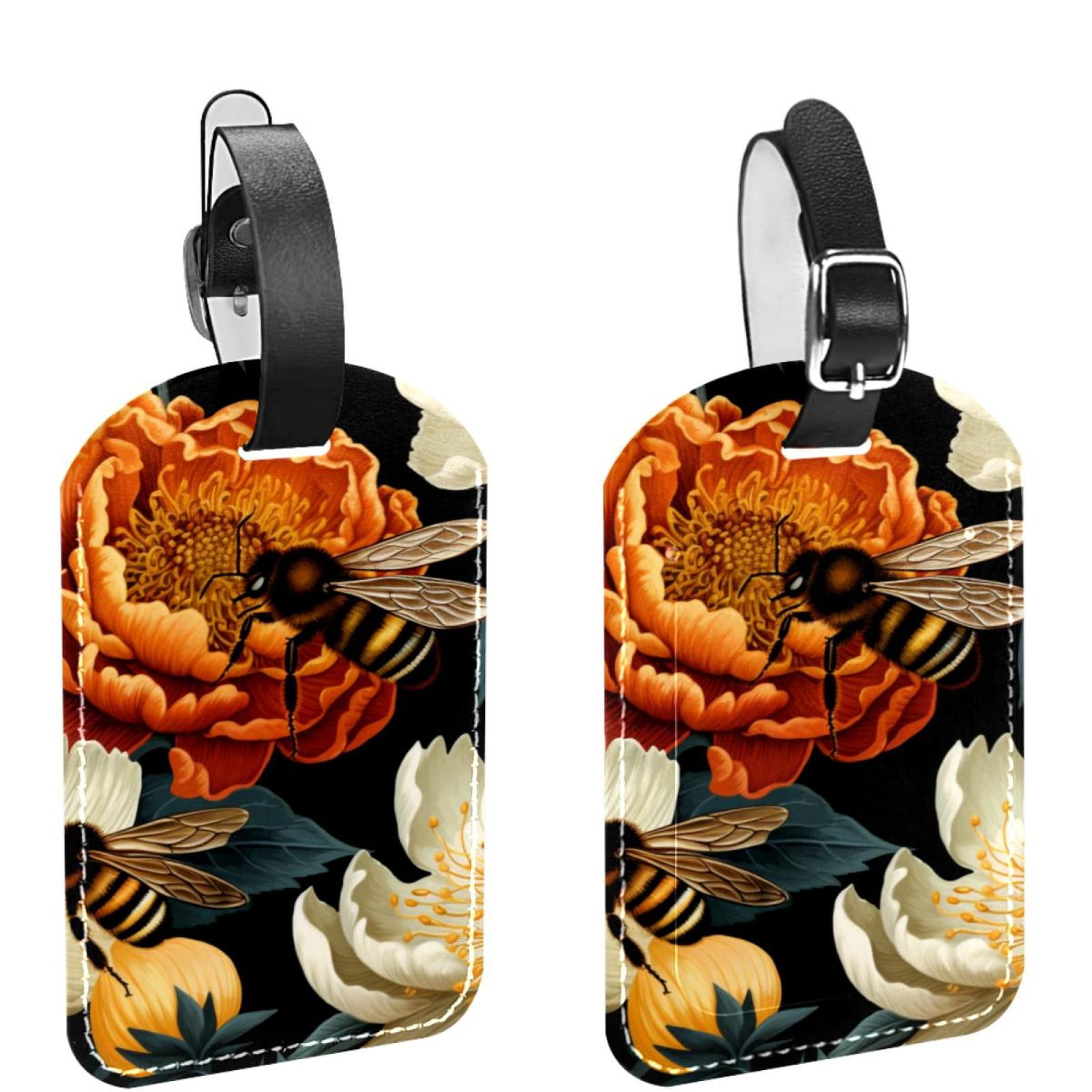 Square 2Pack PU Leather Bee Cruise Luggage Tag with Privacy Cover and ...