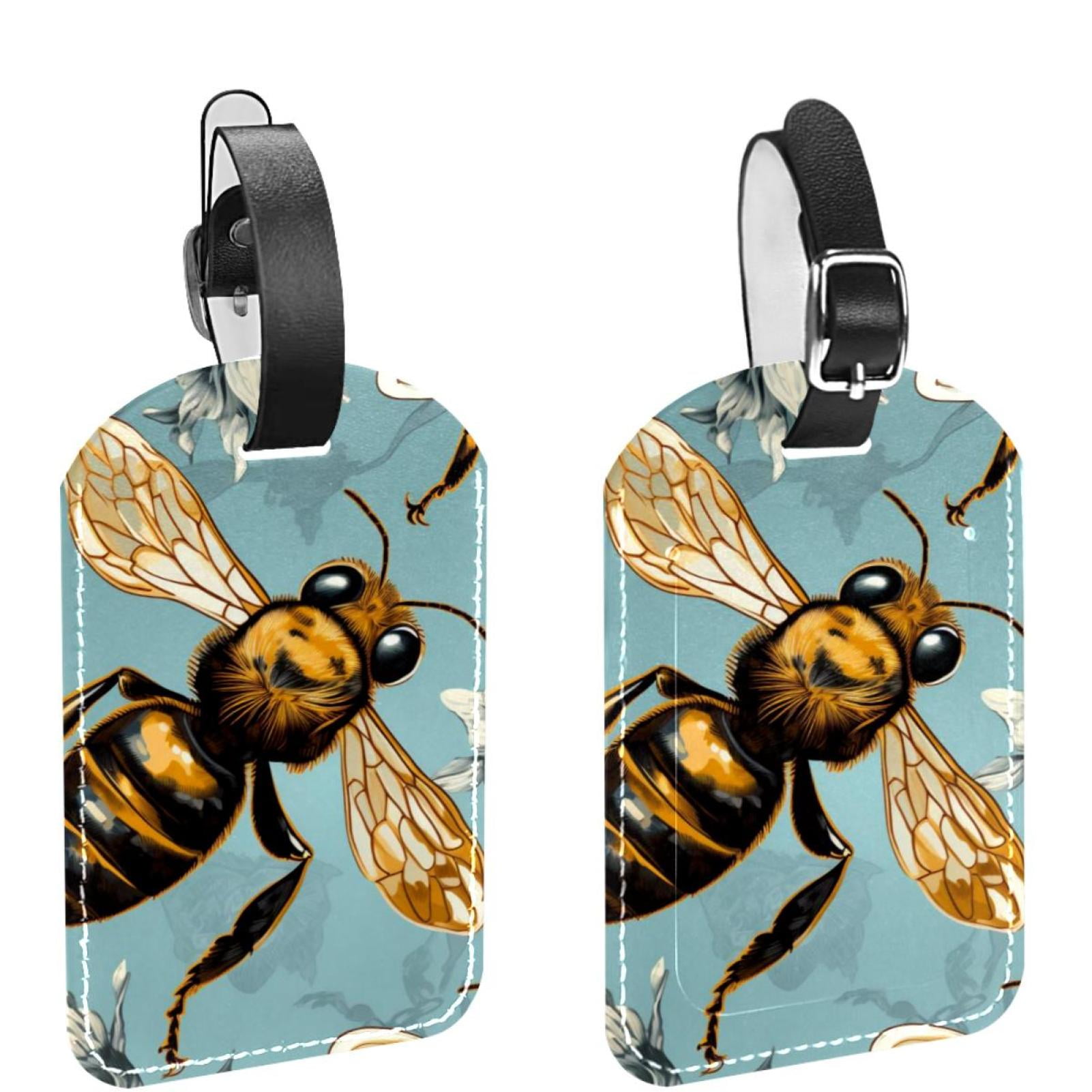 Square 2Pack PU Leather Bee Cruise Luggage Tag with Privacy Cover and ...