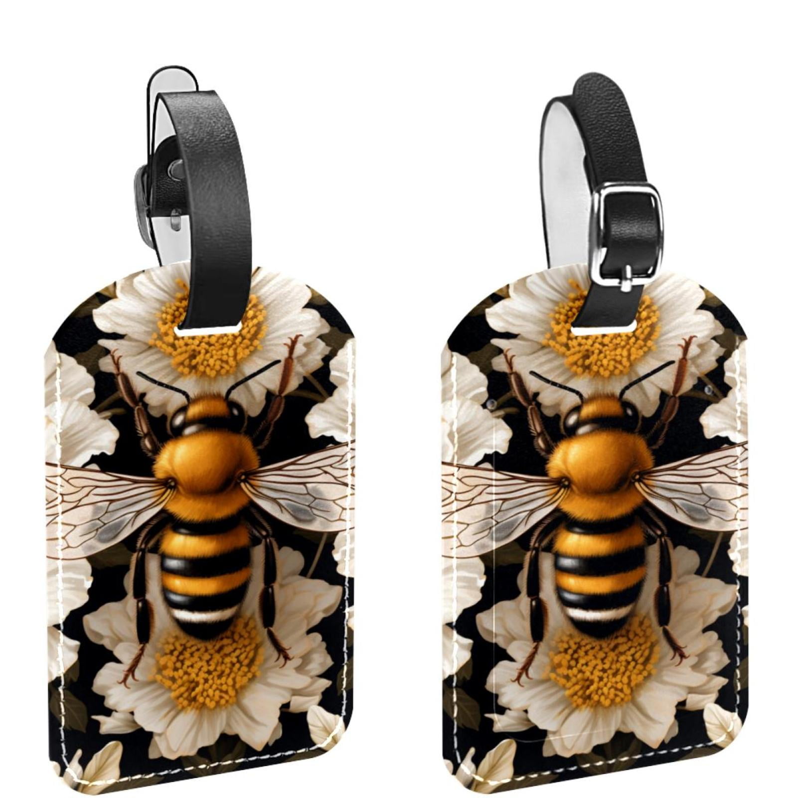Square 2Pack PU Leather Bee Cruise Luggage Tag with Privacy Cover and ...