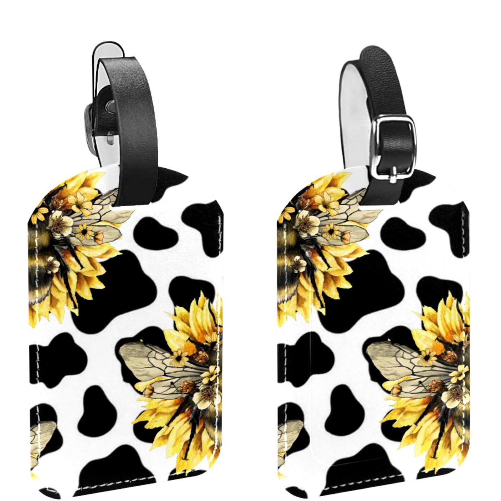 Square 2Pack PU Leather Bee Cruise Luggage Tag with Privacy Cover and ...