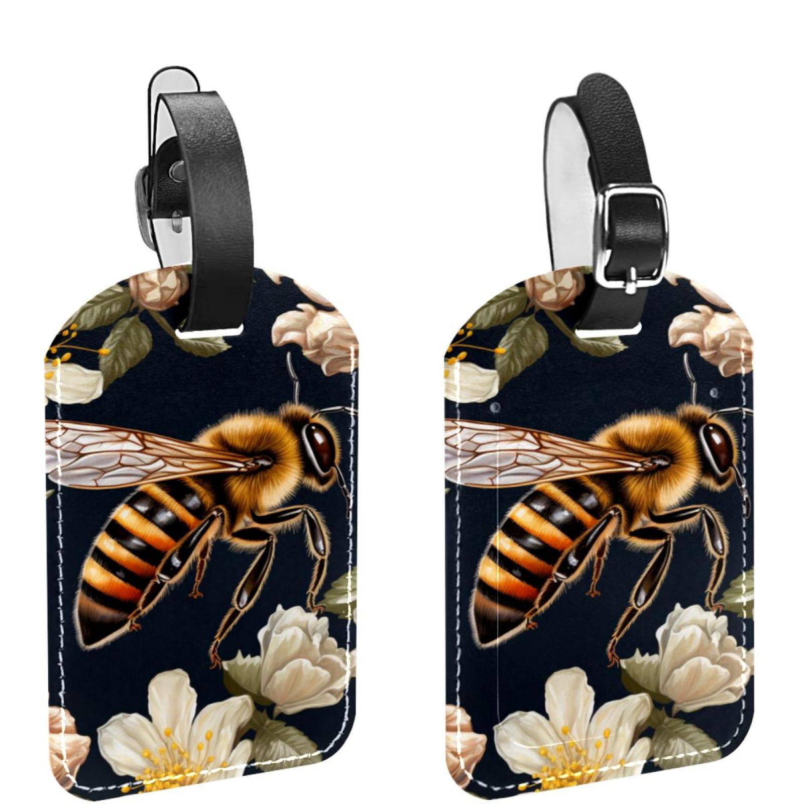 Square 2Pack PU Leather Bee Cruise Luggage Tag with Privacy Cover and ...