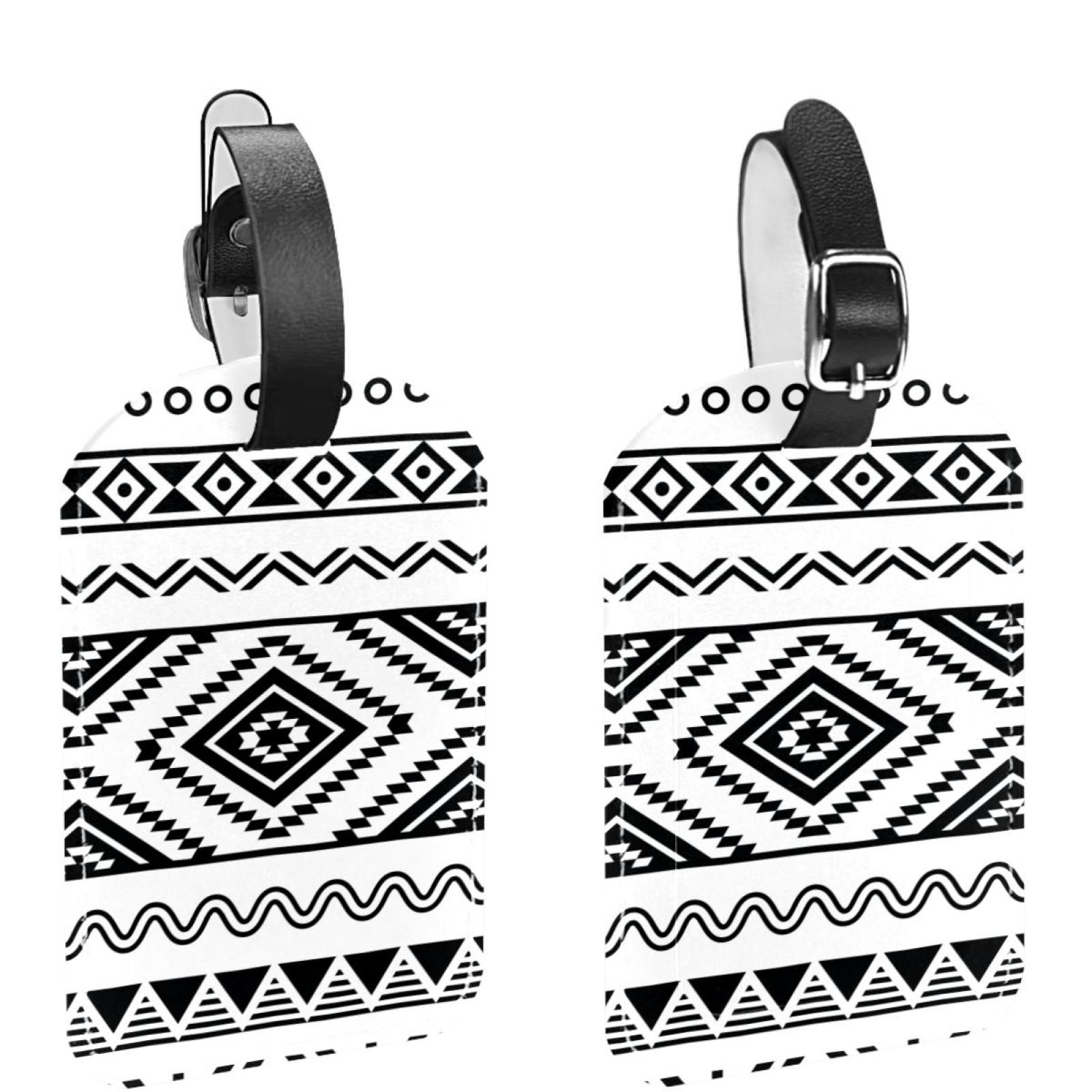 Square 2Pack PU Leather Black and White Tribal Cruise Luggage Tag with ...