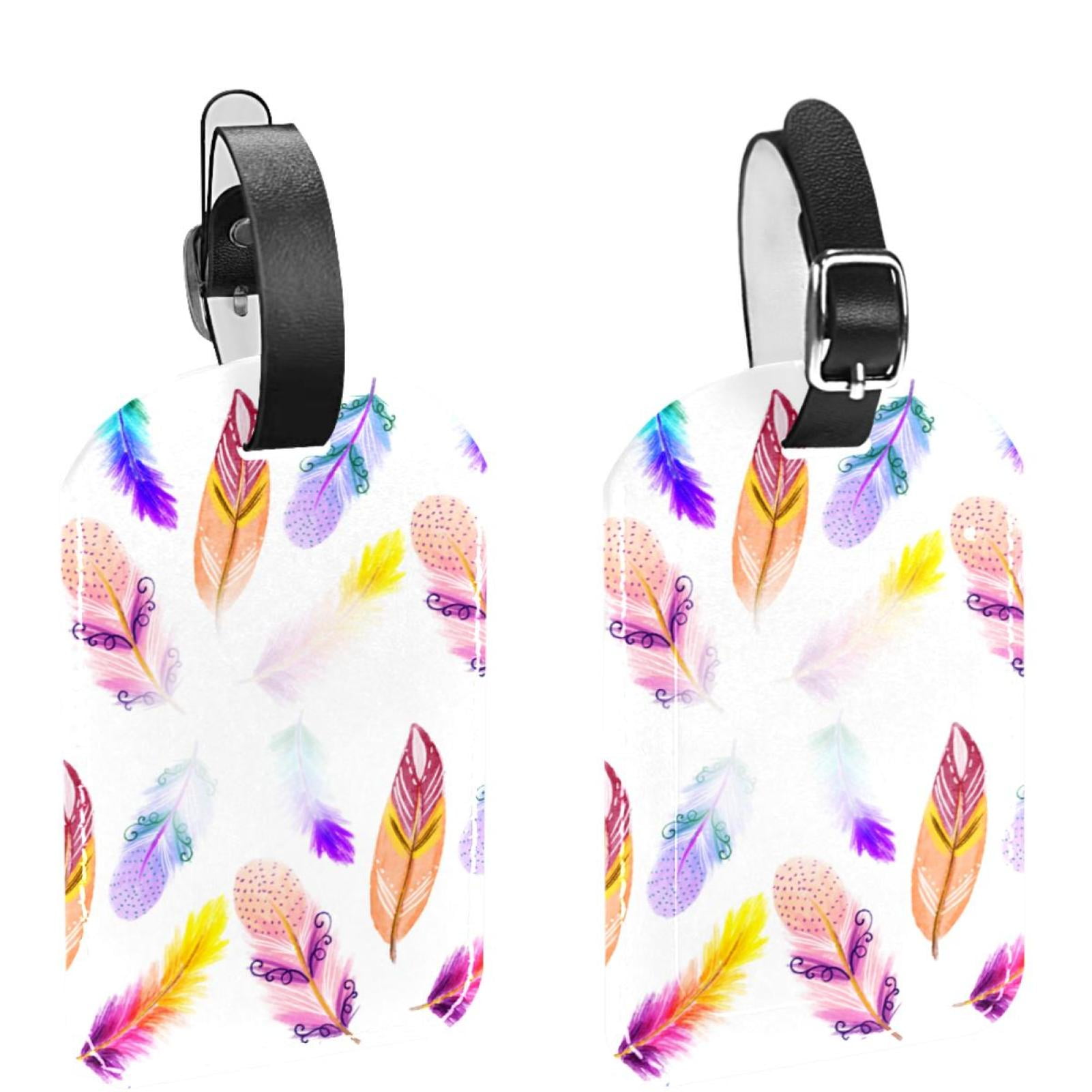 Square 2Pack PU Leather Bohemia Boho Feather Hippie Cruise Luggage Tag ...