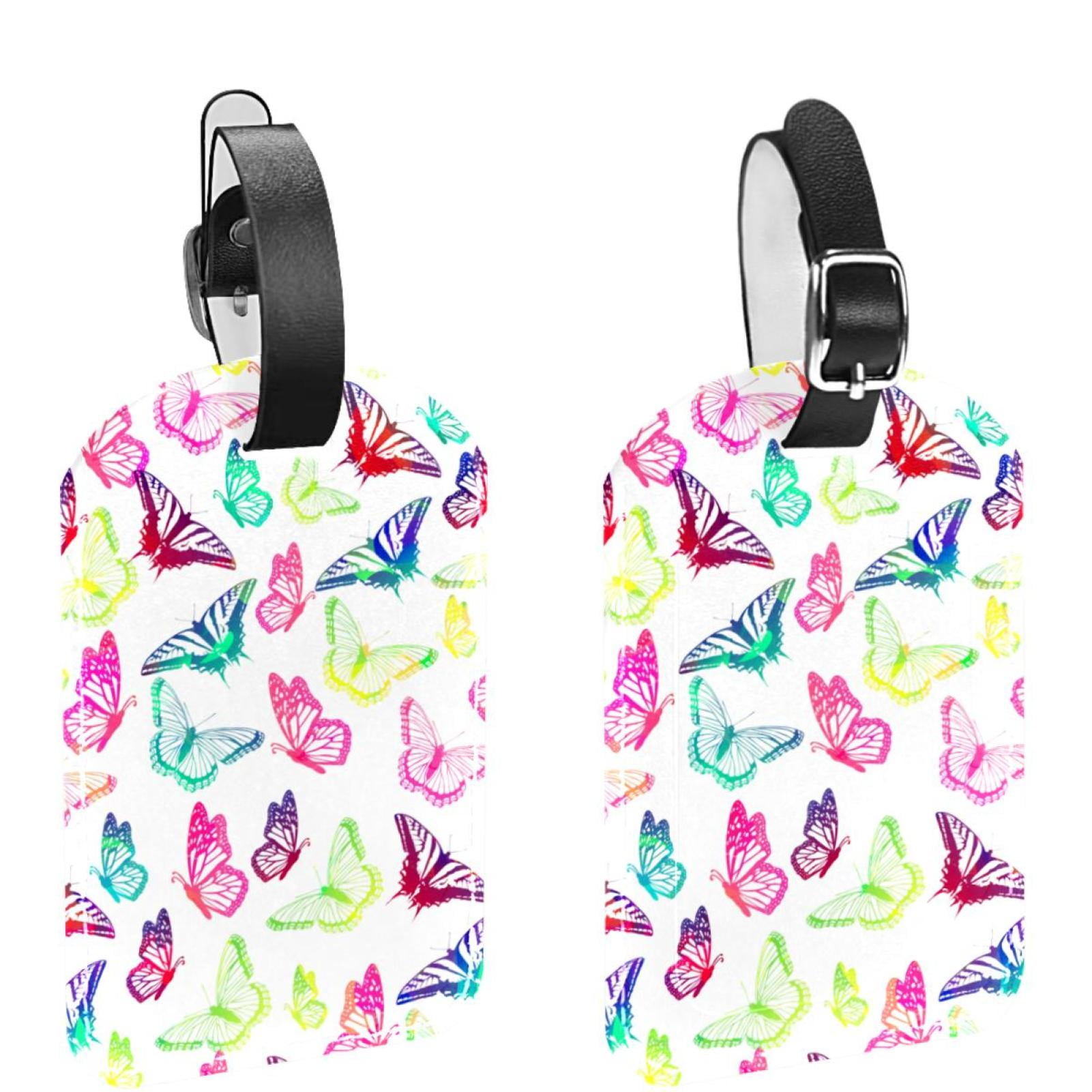Square 2Pack PU Leather Butterflies Swarm Cruise Luggage Tag with ...