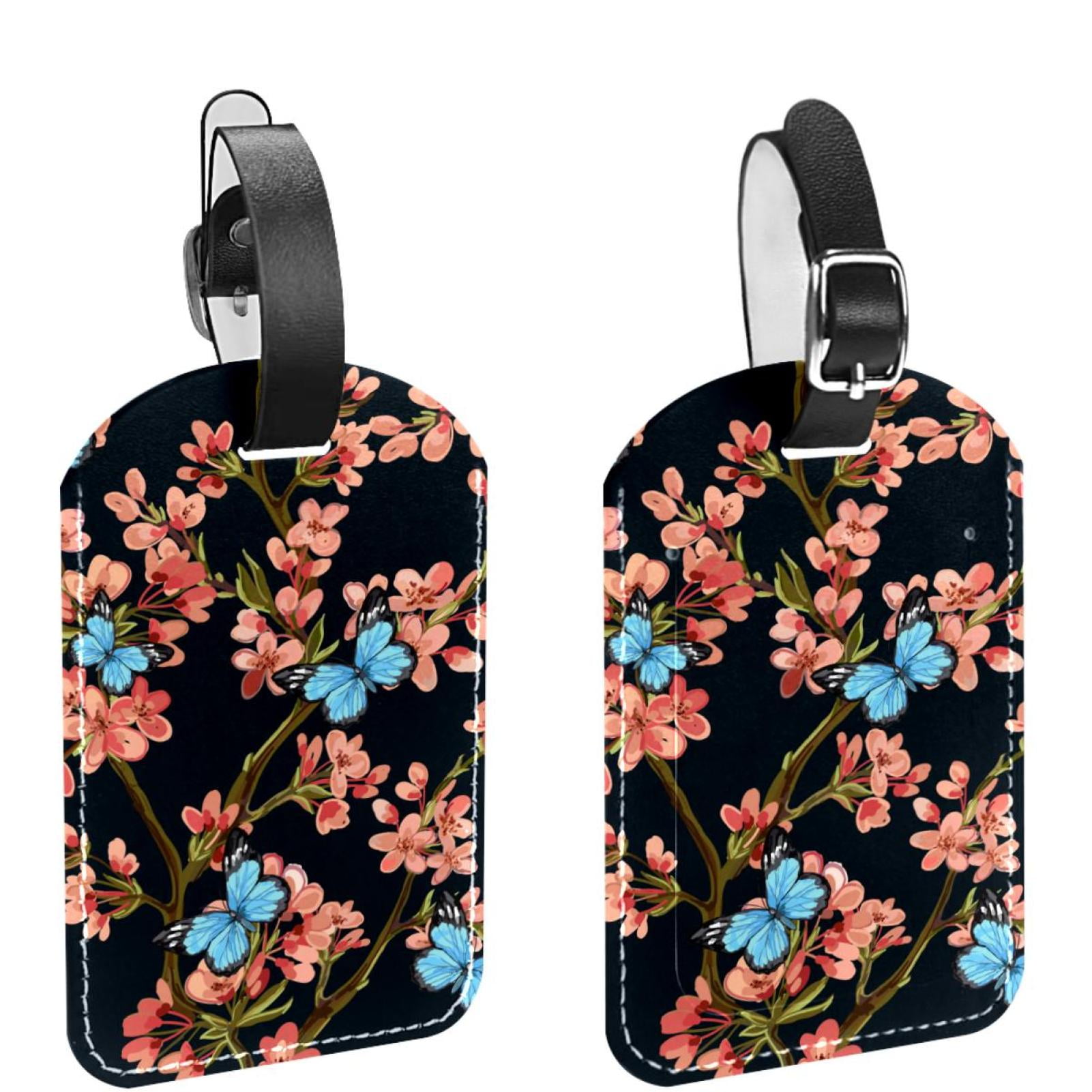 Square 2Pack PU Leather Butterfly Cruise Luggage Tag with Privacy Cover ...