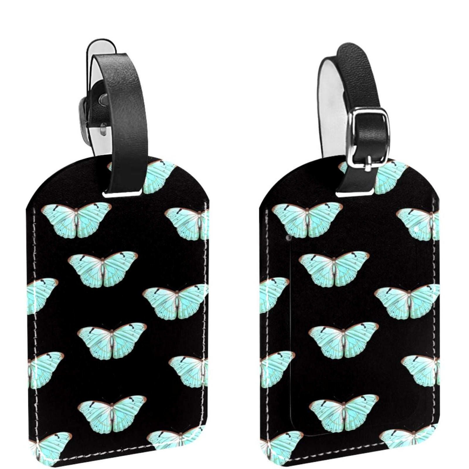 Square 2Pack PU Leather Butterfly Cruise Luggage Tag with Privacy Cover ...