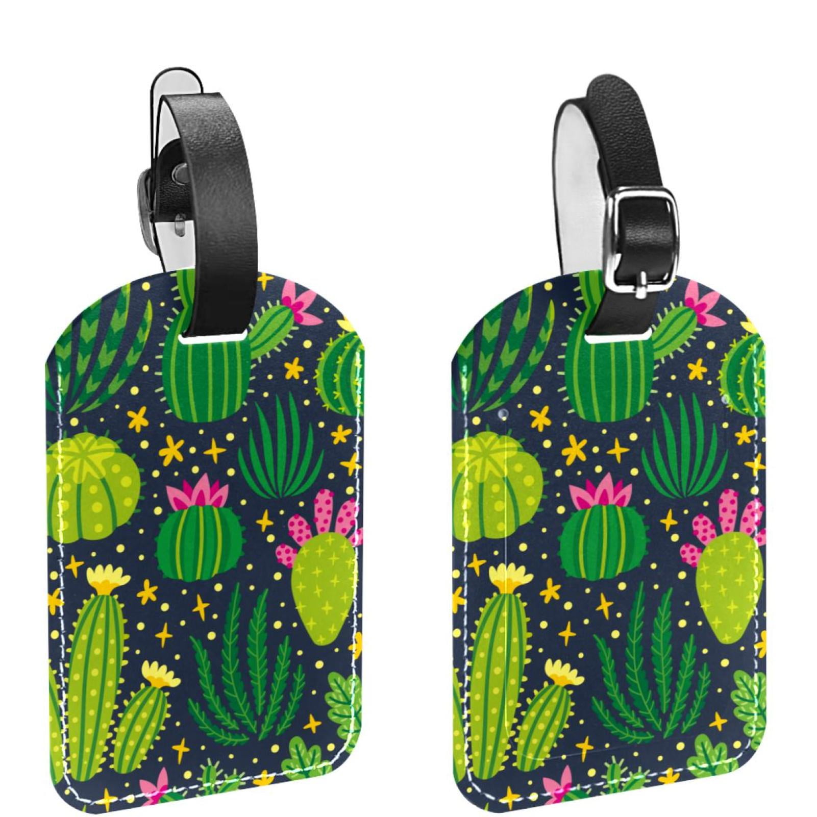 Square 2Pack PU Leather Cactus Cruise Luggage Tag with Privacy Cover ...