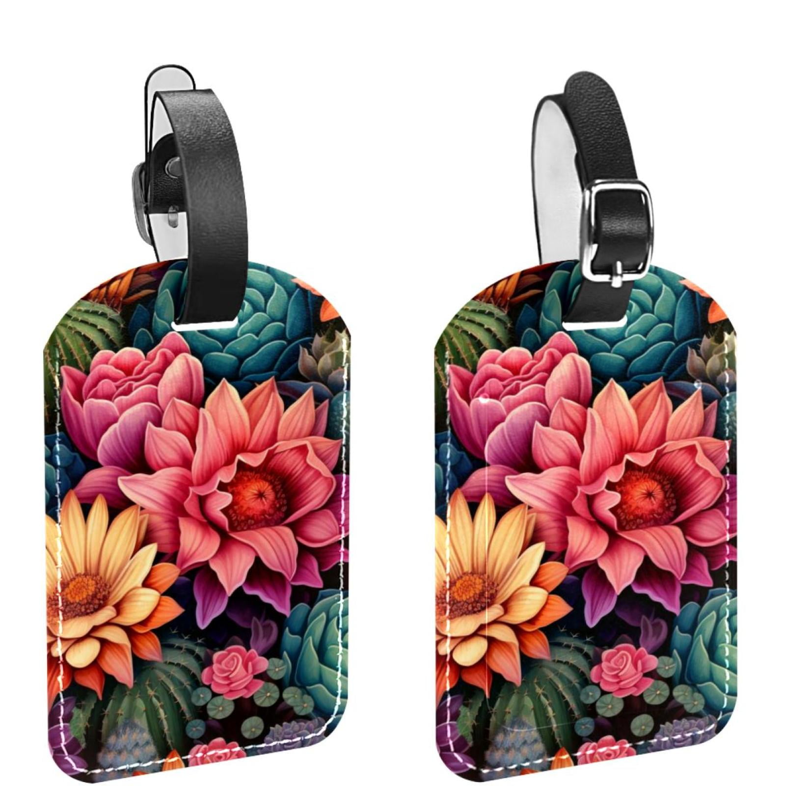 Square 2Pack PU Leather Cactus Cruise Luggage Tag with Privacy Cover ...