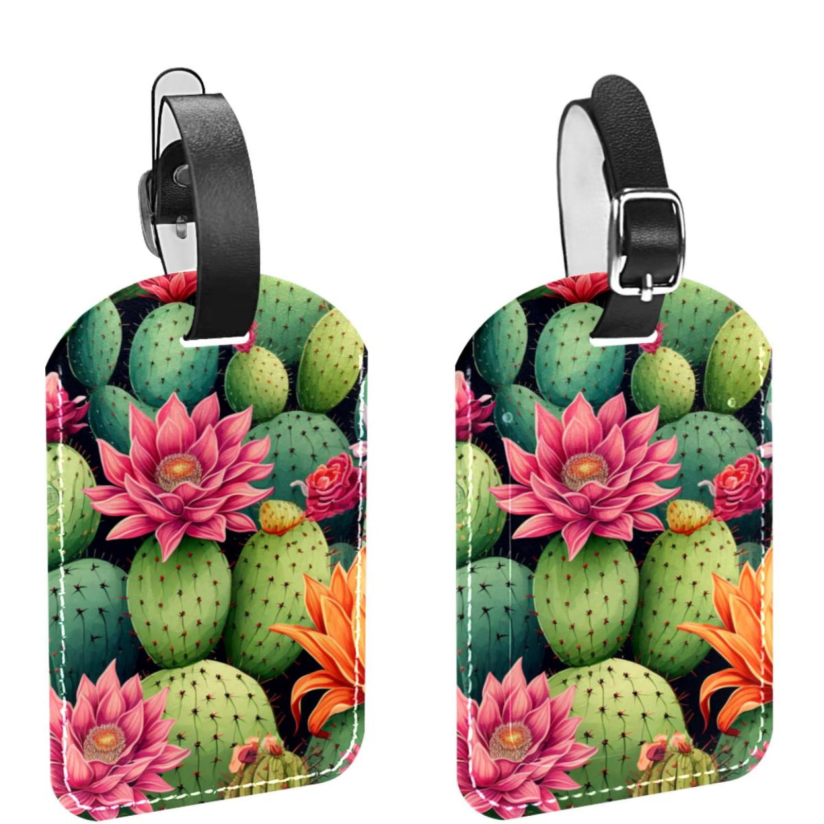 Square 2Pack PU Leather Cactus Cruise Luggage Tag with Privacy Cover ...