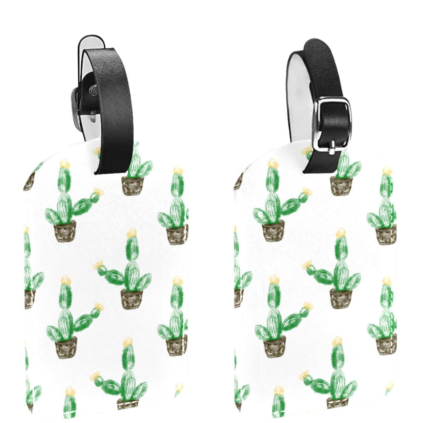 Square 2Pack PU Leather Cactus Cruise Luggage Tag with Privacy Cover ...