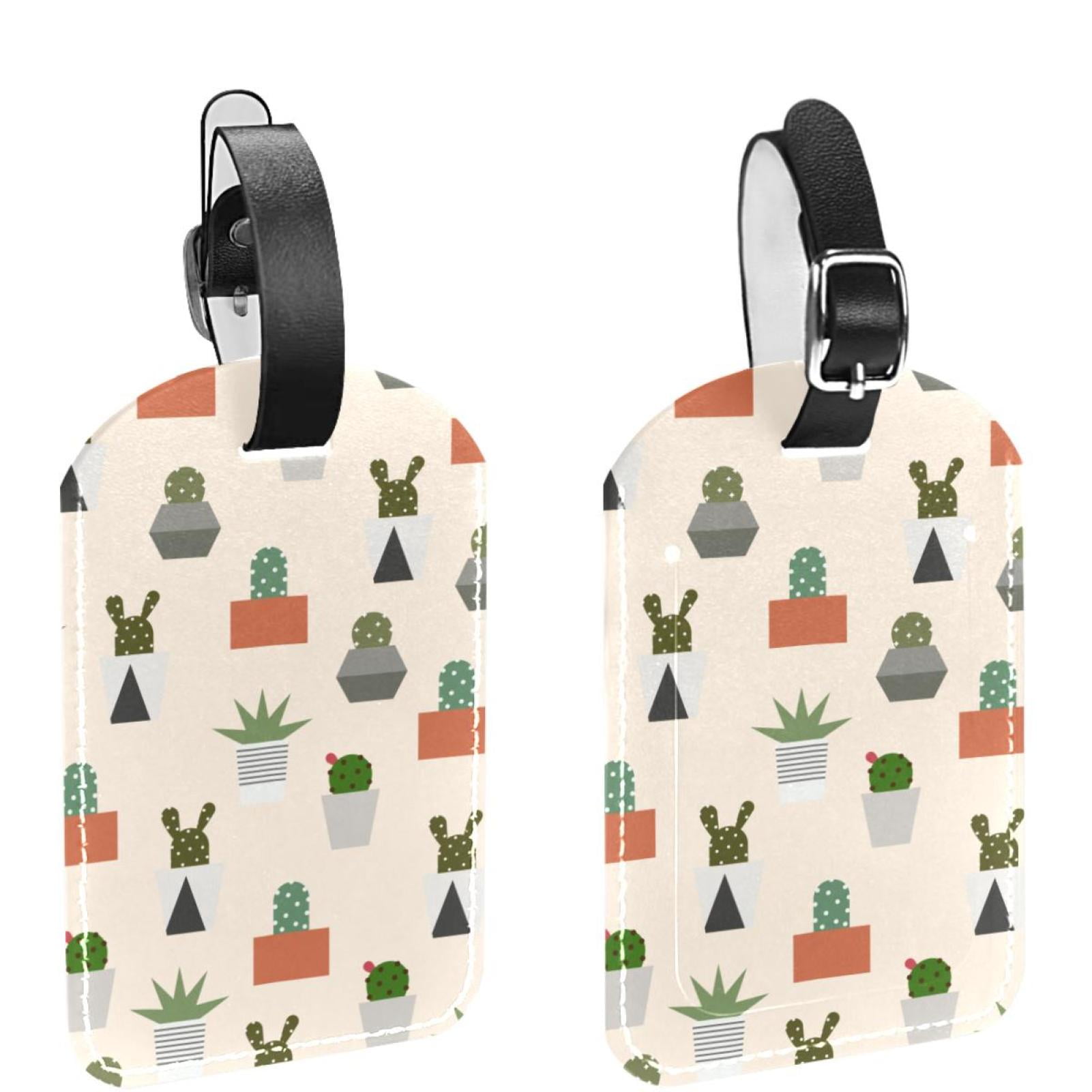 Square 2Pack PU Leather Cactus Cruise Luggage Tag with Privacy Cover ...