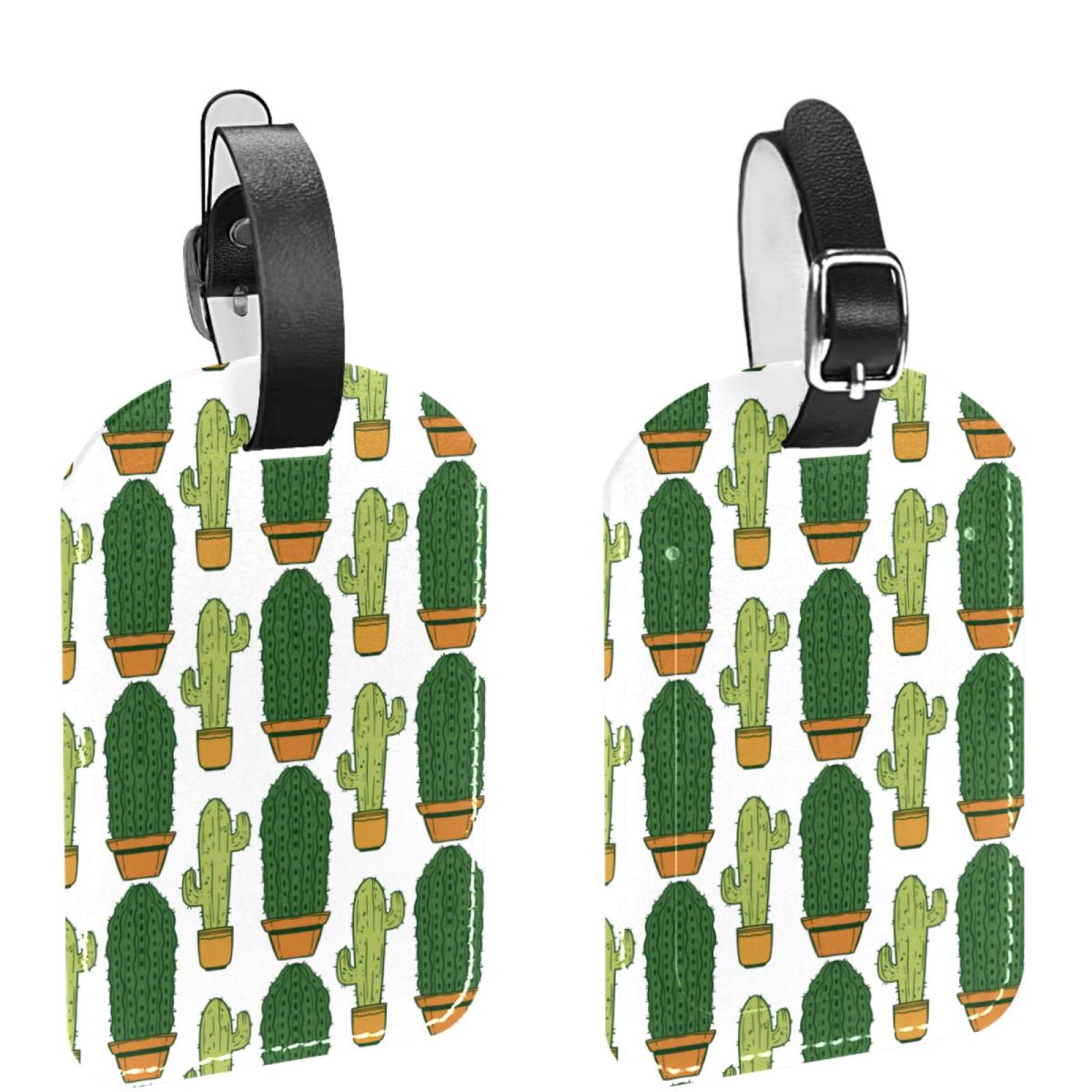 Square 2Pack PU Leather Cactus Cruise Luggage Tag with Privacy Cover ...