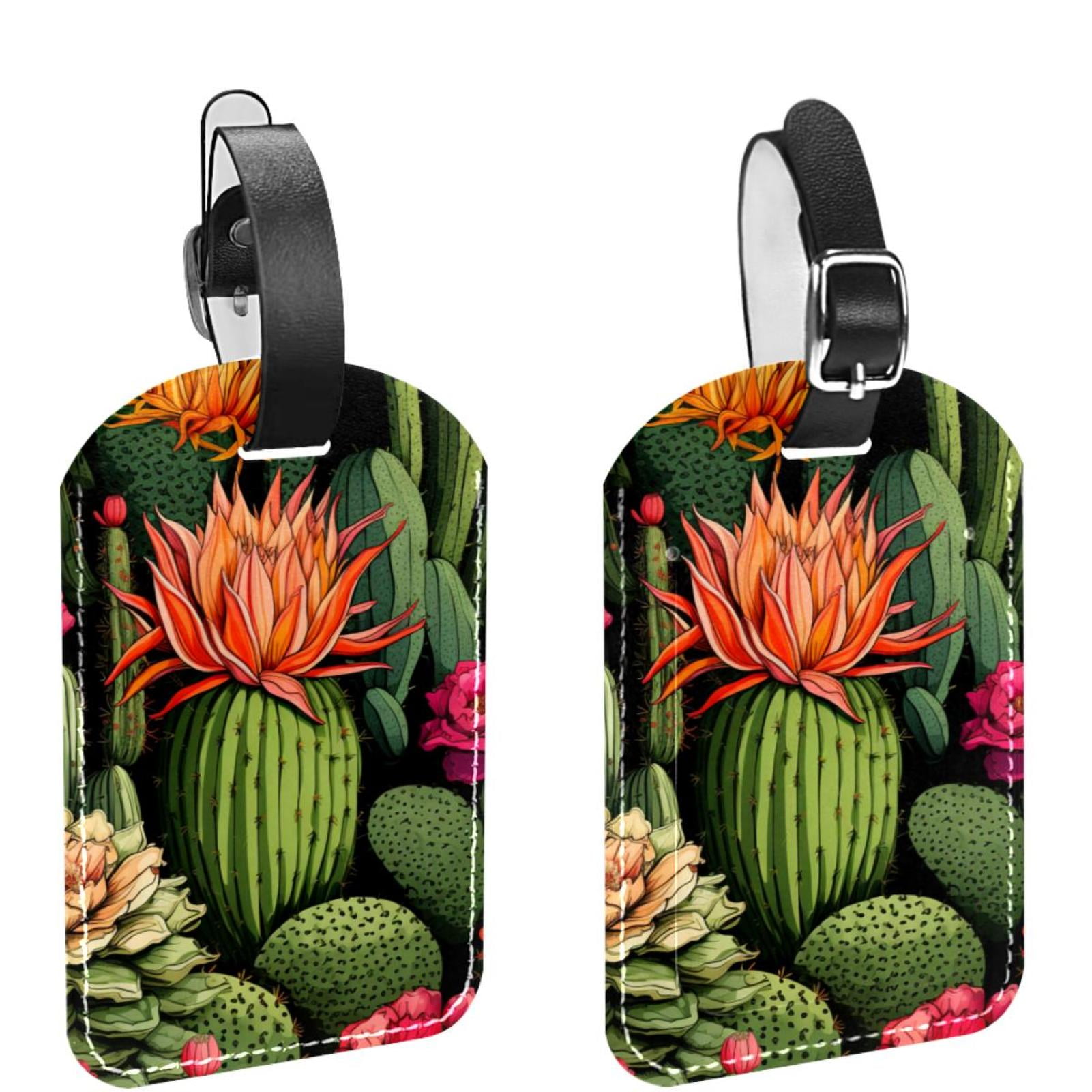 Square 2Pack PU Leather Cactus Cruise Luggage Tag with Privacy Cover ...