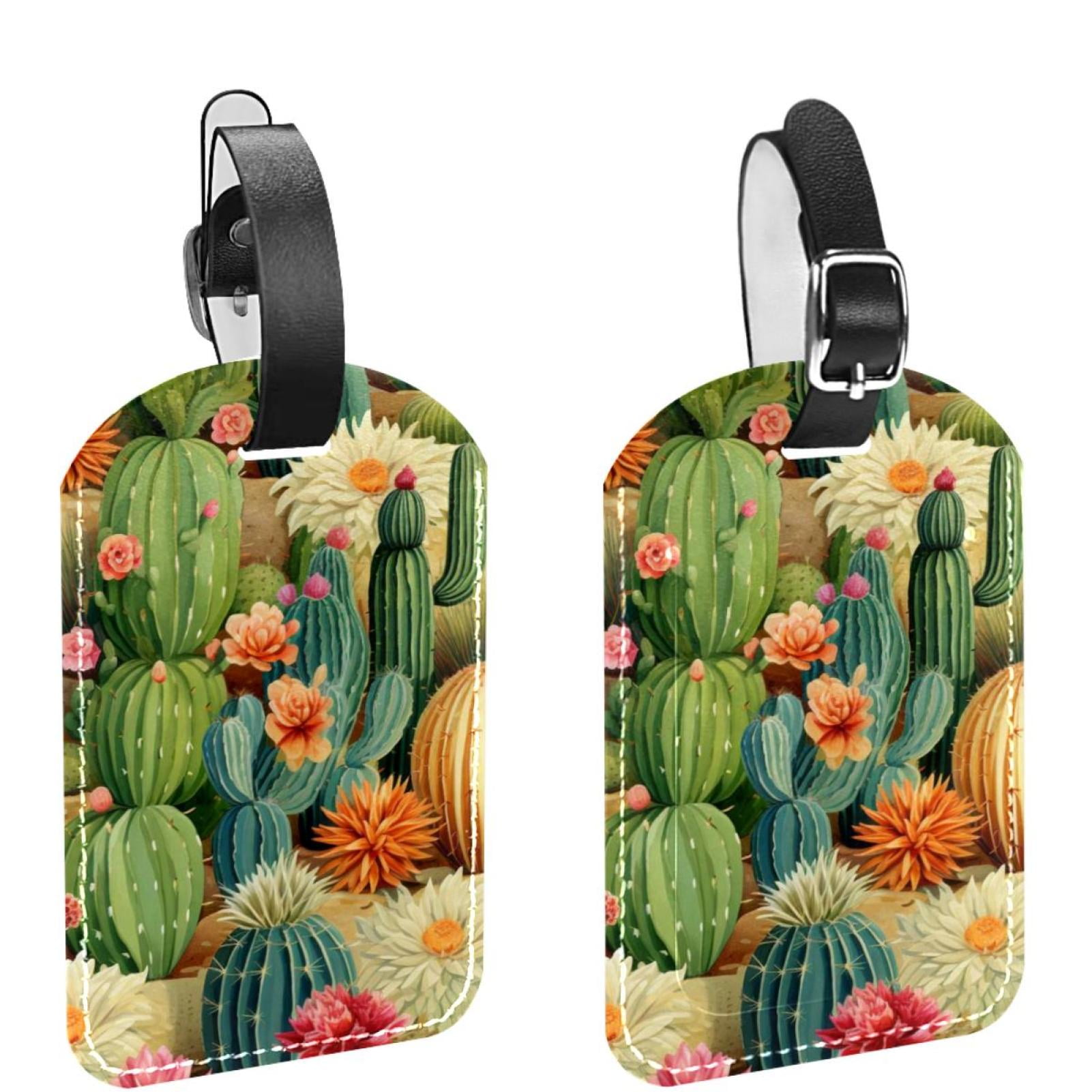 Square 2Pack PU Leather Cactus Cruise Luggage Tag with Privacy Cover ...