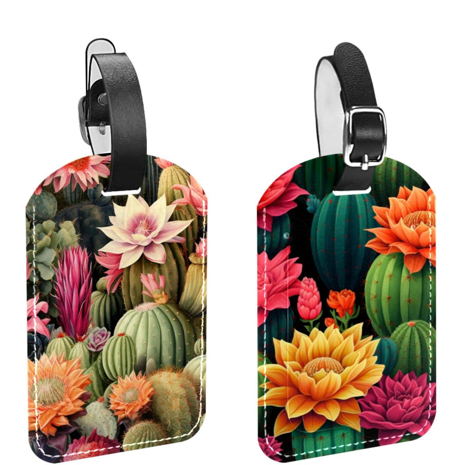 Square 2Pack PU Leather Cactus Cruise Luggage Tag with Privacy Cover ...