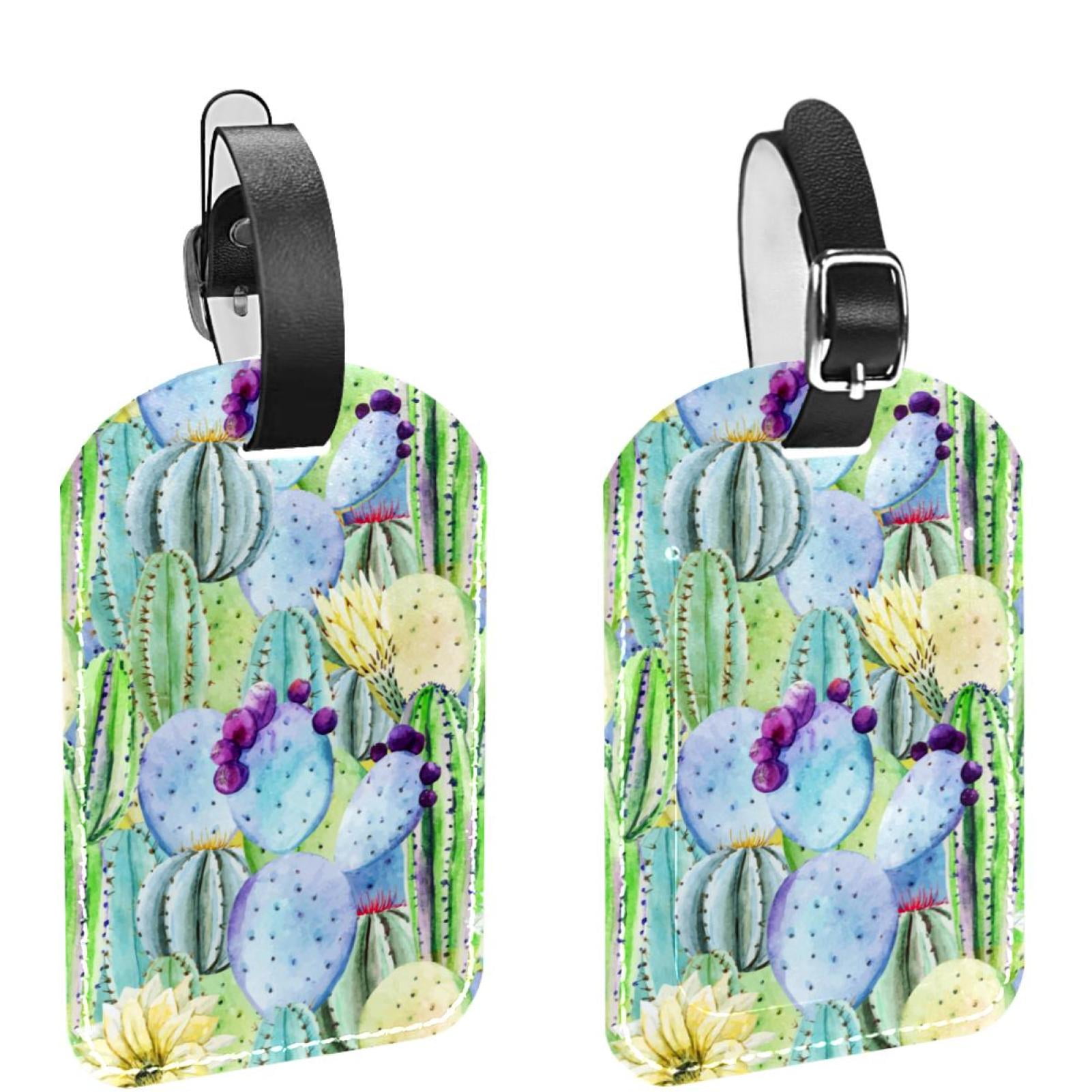 Square 2Pack PU Leather Cactus Cruise Luggage Tag with Privacy Cover ...