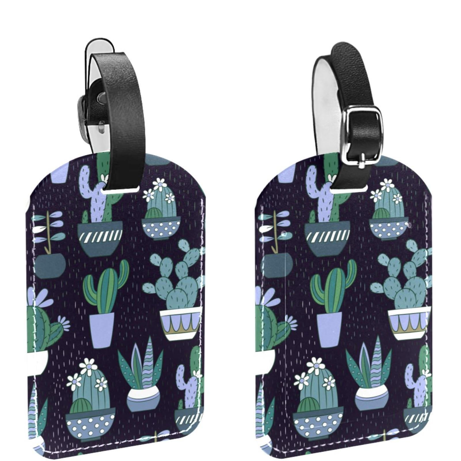 Square 2Pack PU Leather Cactus Cruise Luggage Tag with Privacy Cover ...
