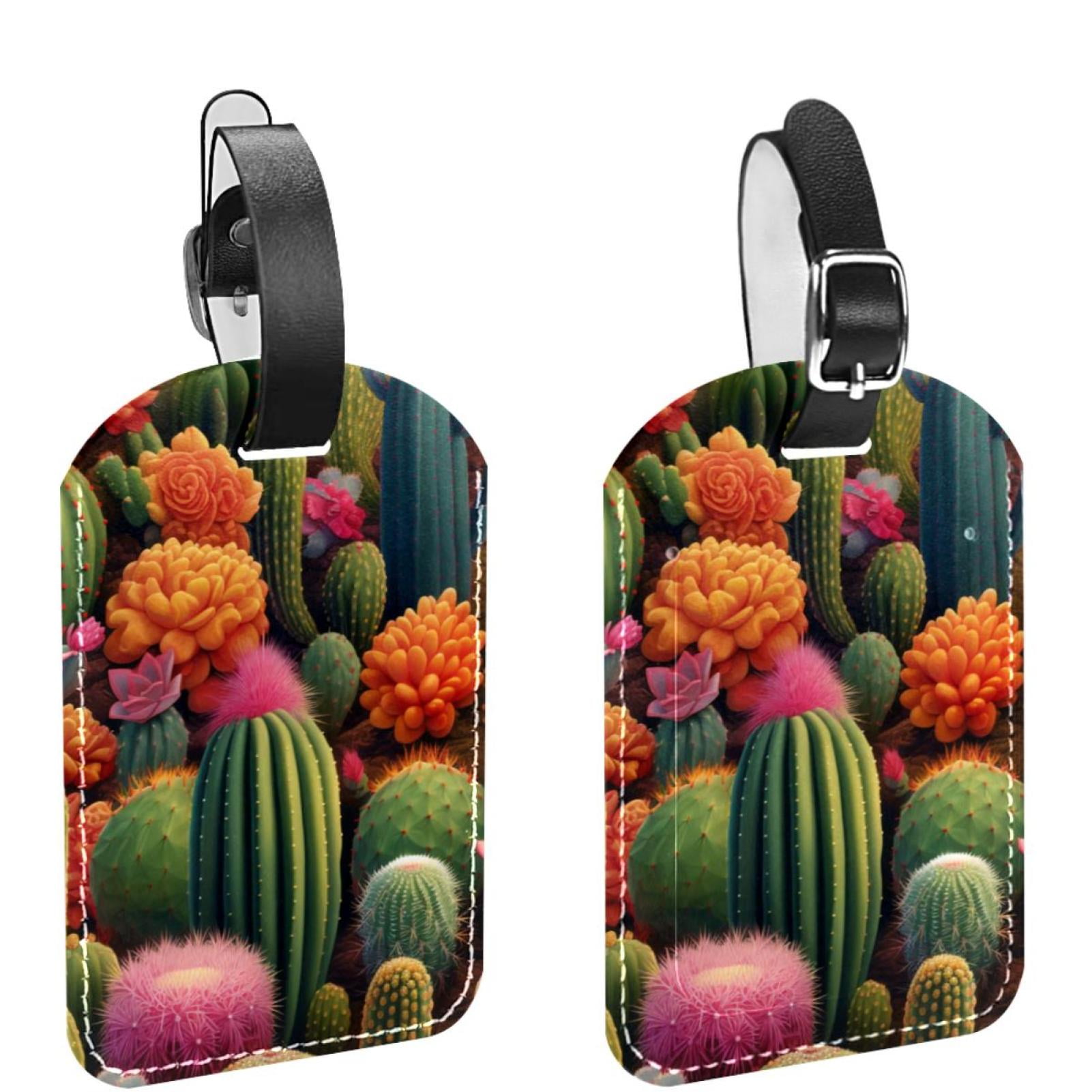Square 2Pack PU Leather Cactus Cruise Luggage Tag with Privacy Cover ...