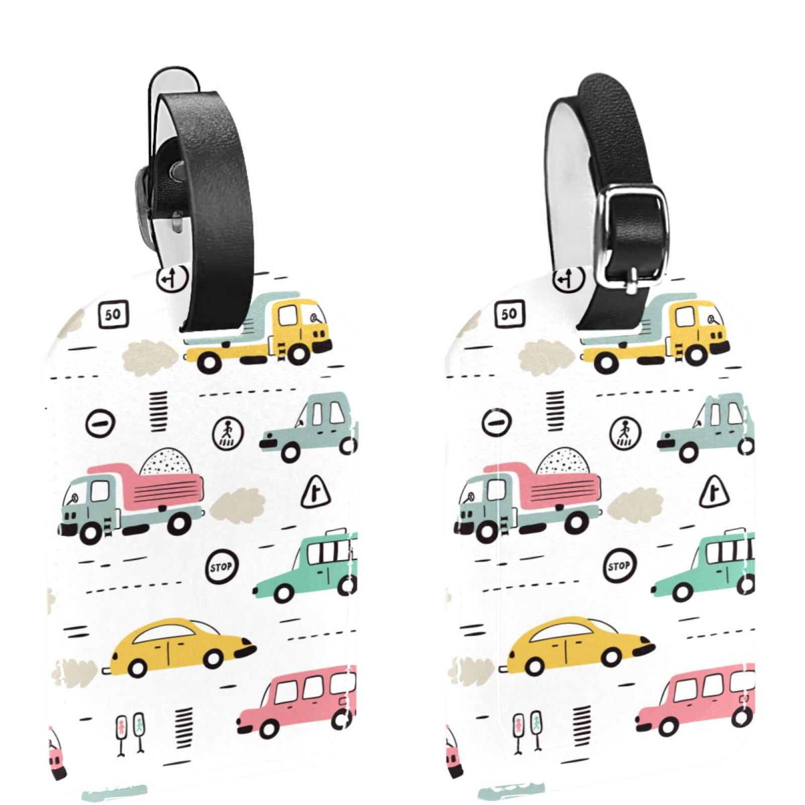 Square 2Pack PU Leather Cars Traffic Vehicle Cruise Luggage Tag with ...