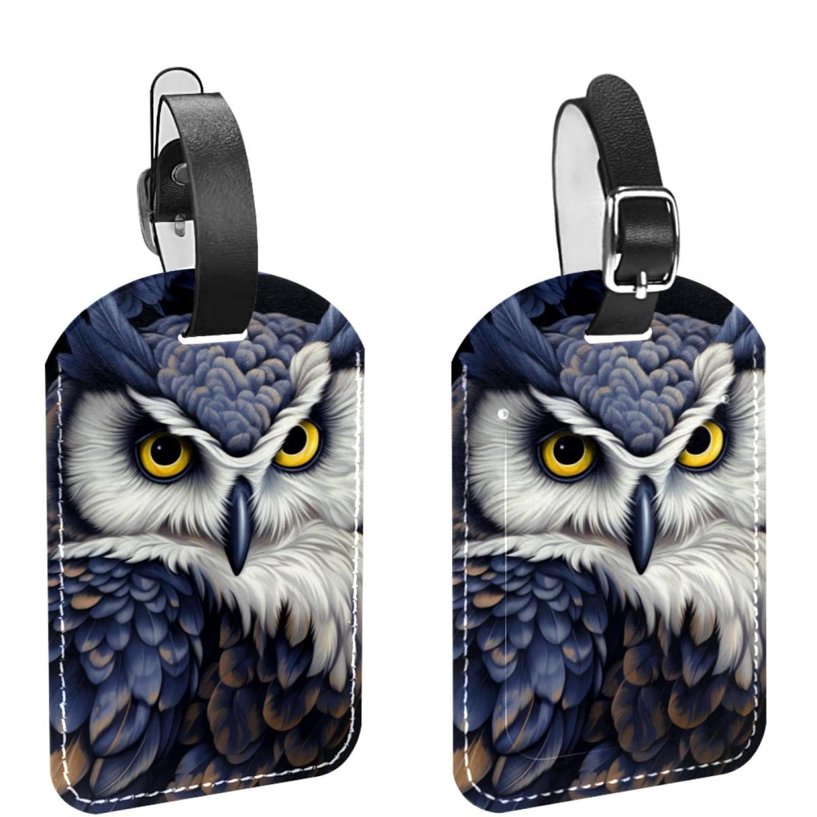 Square 2Pack PU Leather Cartoon Owl Cruise Luggage Tag with Privacy ...