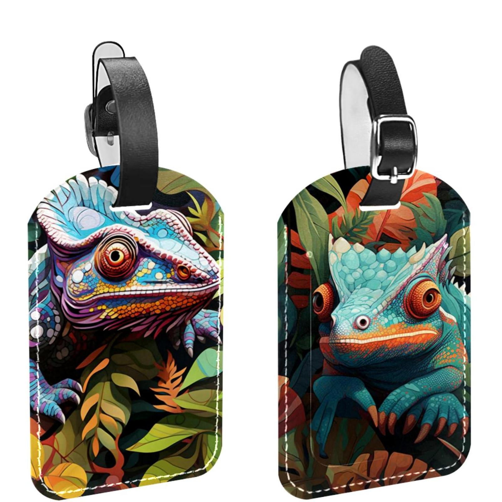 Square 2Pack PU Leather Chameleon Cruise Luggage Tag with Privacy Cover ...