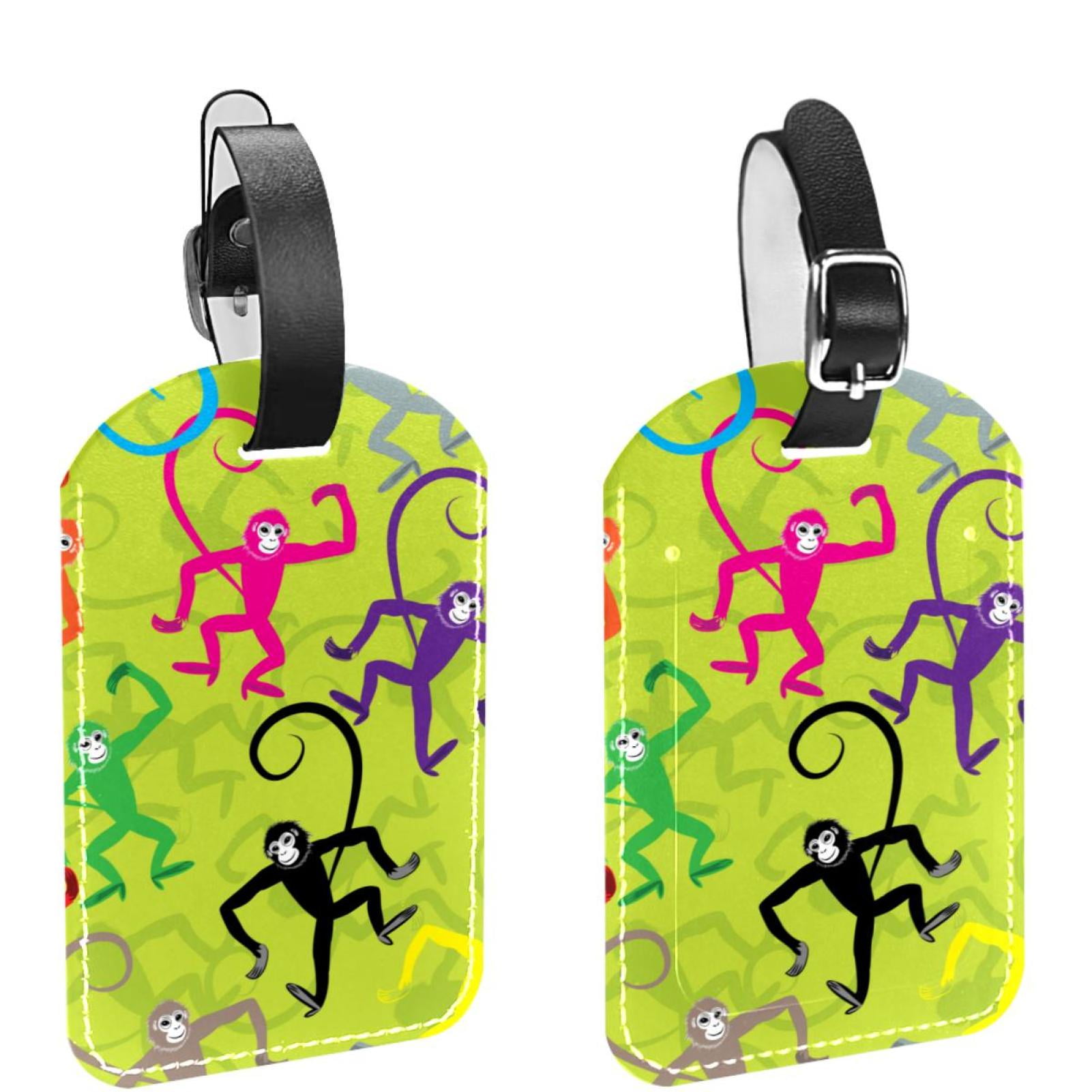 Square 2Pack PU Leather Cheeky Monkey Cruise Luggage Tag with Privacy ...