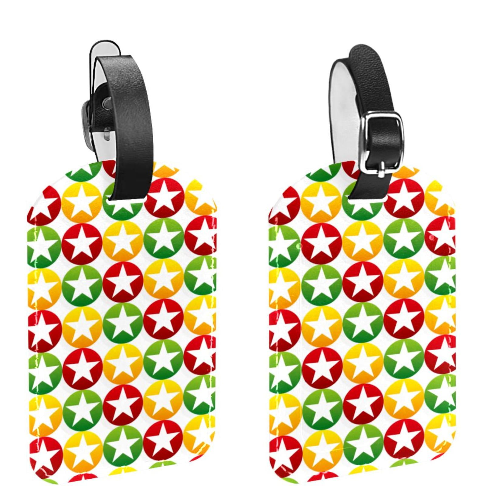 Square 2Pack PU Leather Circle Star Cruise Luggage Tag with Privacy ...