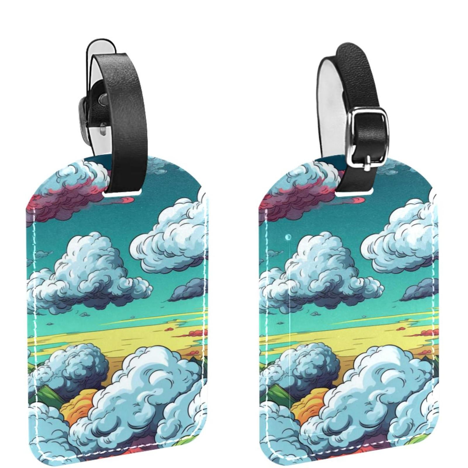 Square 2Pack PU Leather Clouds Cruise Luggage Tag with Privacy Cover ...