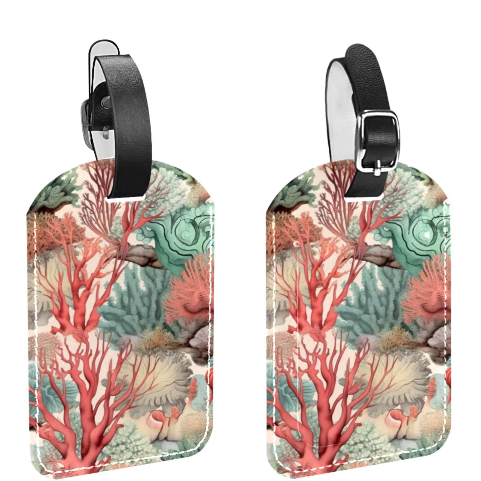 Square 2Pack PU Leather Coral Cruise Luggage Tag with Privacy Cover and ...