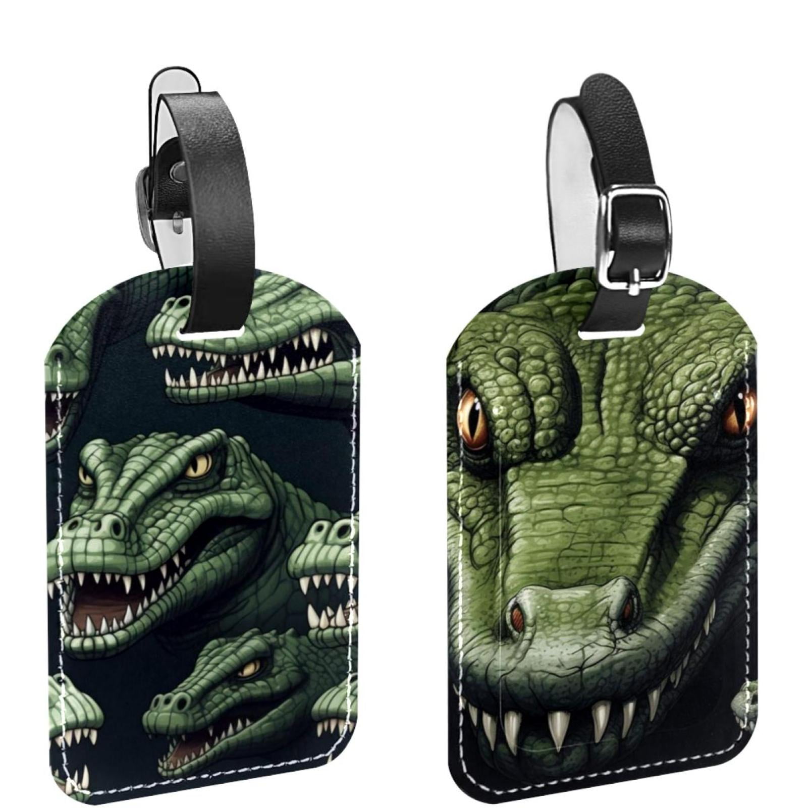 Square 2Pack PU Leather Crocodile Cruise Luggage Tag with Privacy Cover ...