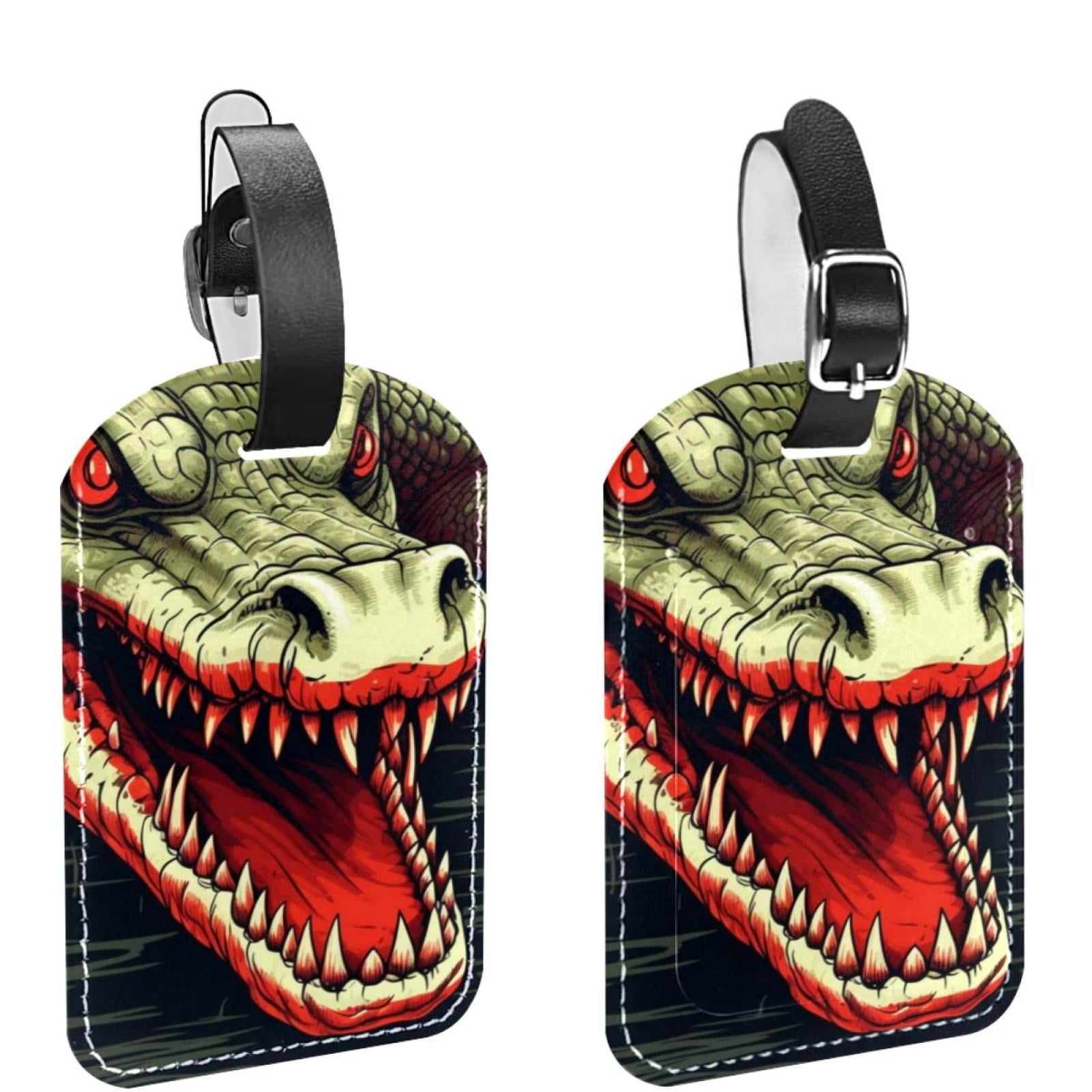 Square 2Pack PU Leather Crocodile Cruise Luggage Tag with Privacy Cover ...