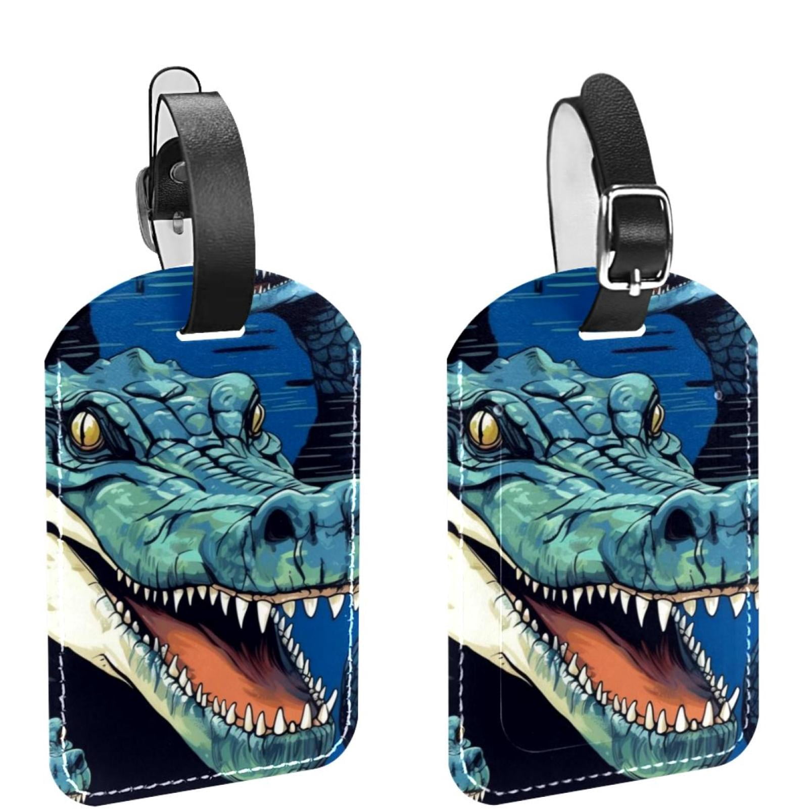 Square 2Pack PU Leather Crocodile Cruise Luggage Tag with Privacy Cover ...