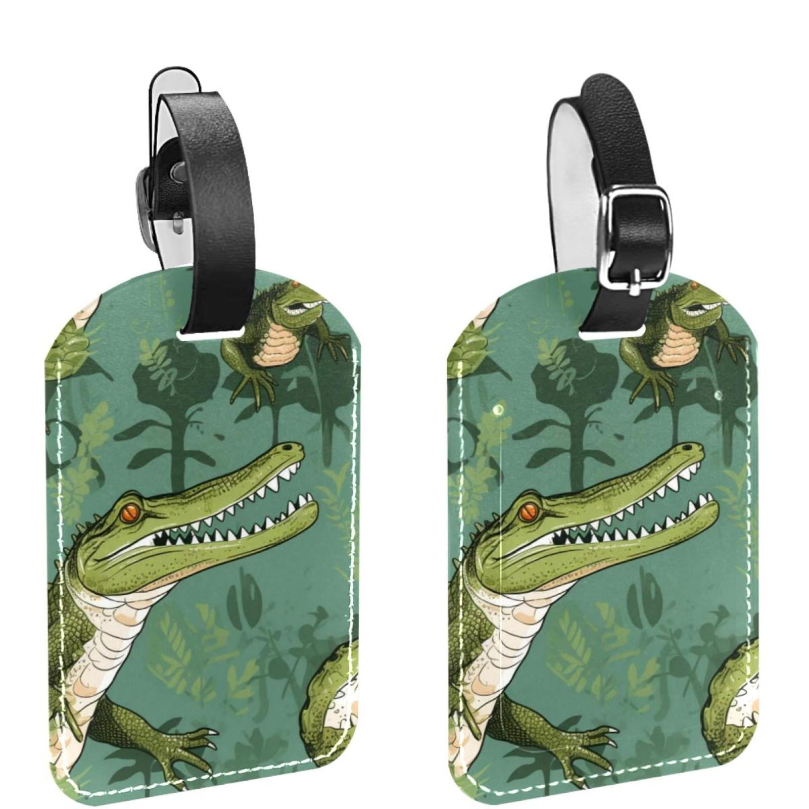 Square 2Pack PU Leather Crocodile Cruise Luggage Tag with Privacy Cover ...