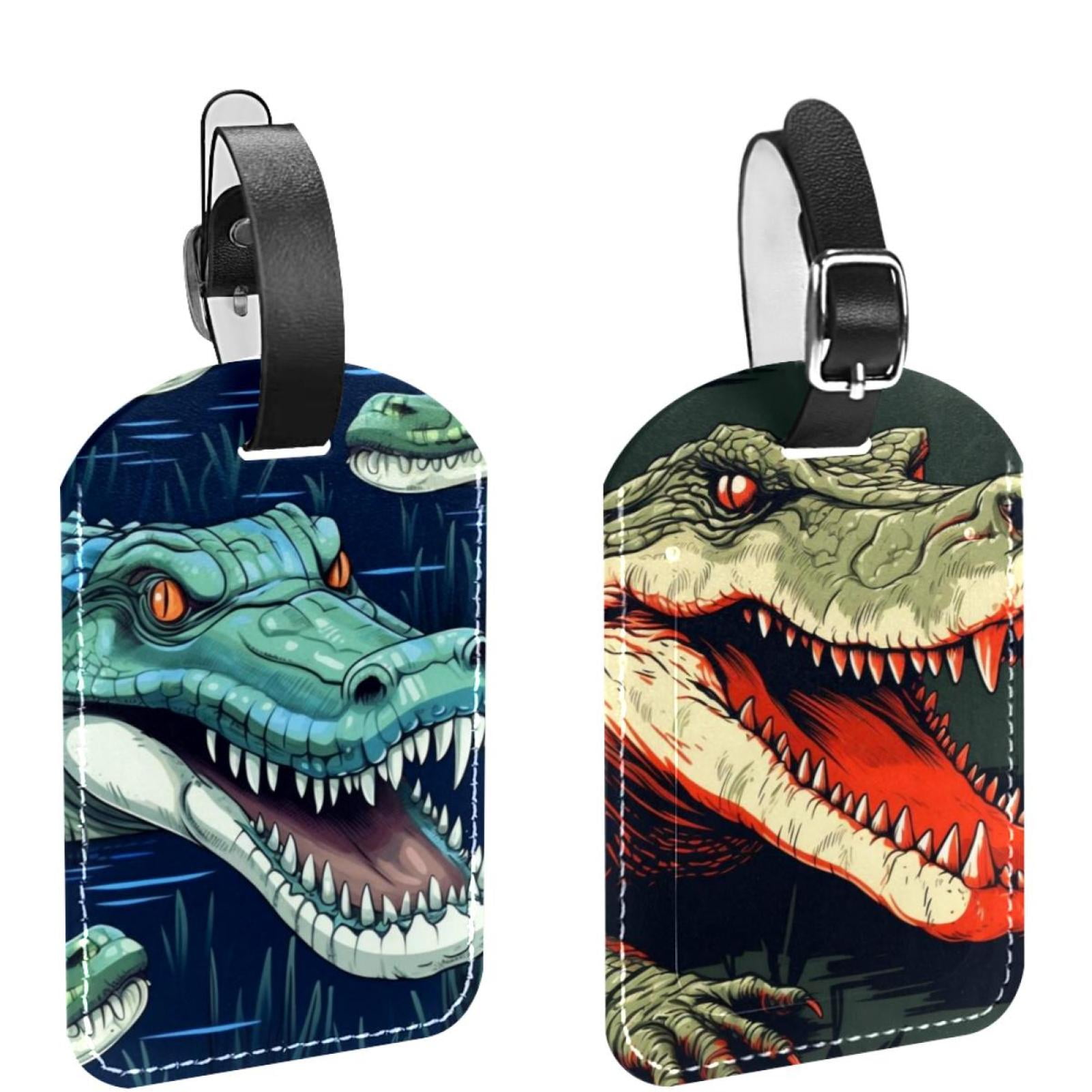 Square 2Pack PU Leather Crocodile Cruise Luggage Tag with Privacy Cover ...