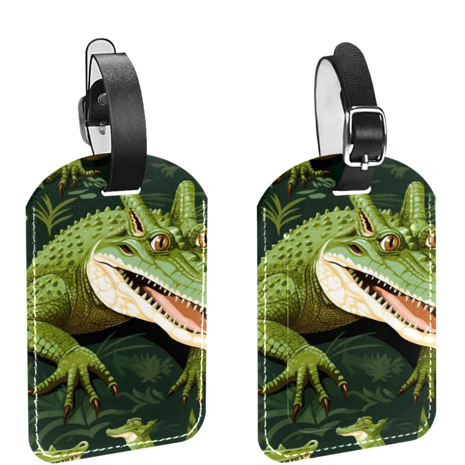 Square 2Pack PU Leather Crocodile Cruise Luggage Tag with Privacy Cover ...
