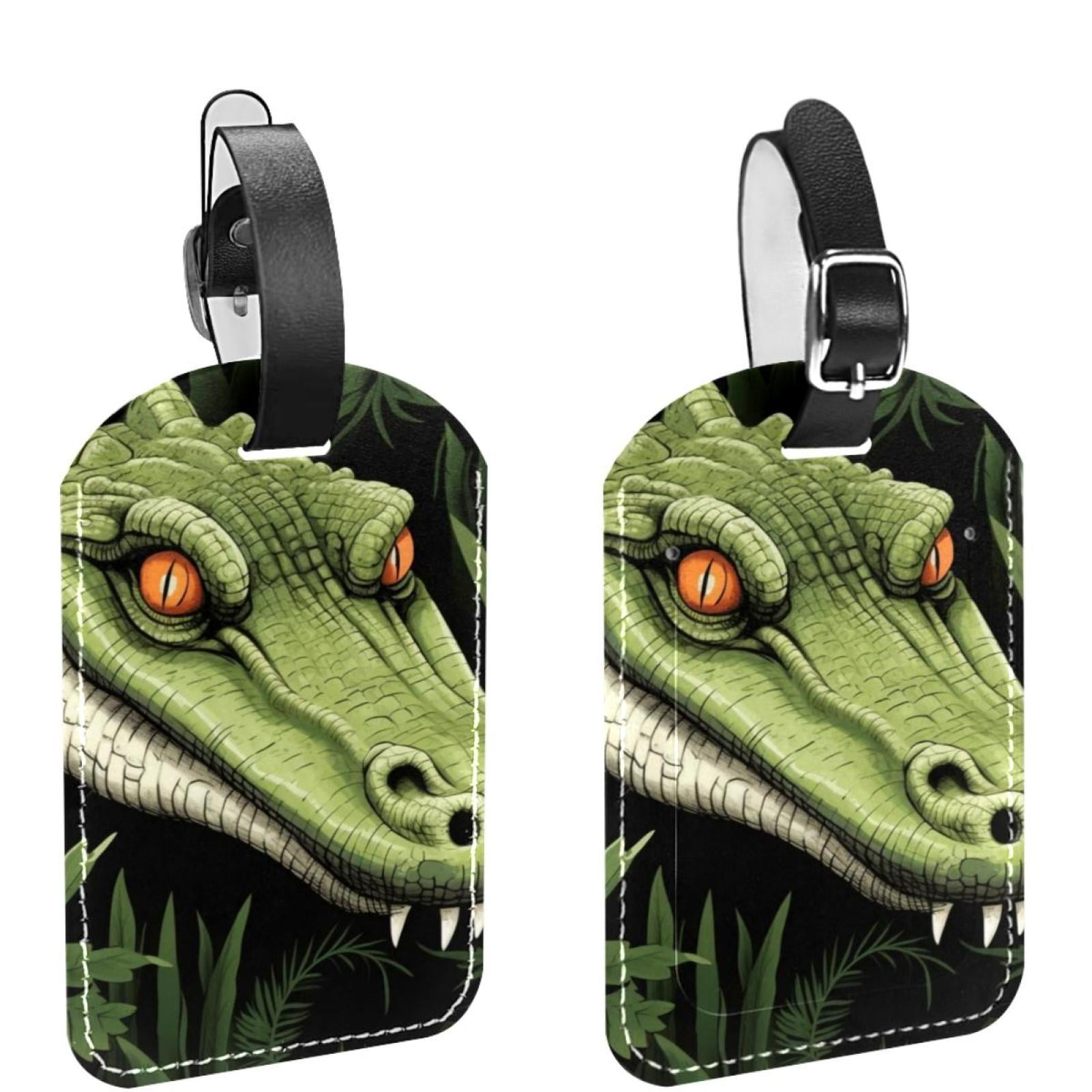 Square 2Pack PU Leather Crocodile Cruise Luggage Tag with Privacy Cover ...